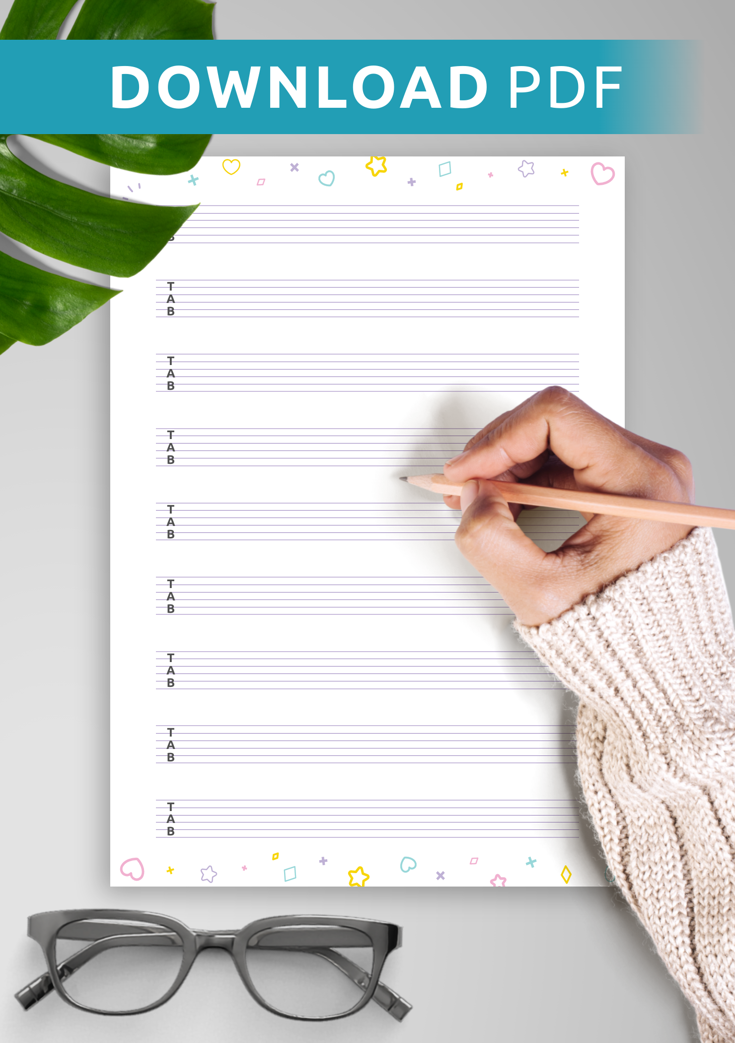 Download 6-String Guitar TAB Paper – Printable Tablature Sheet PDF