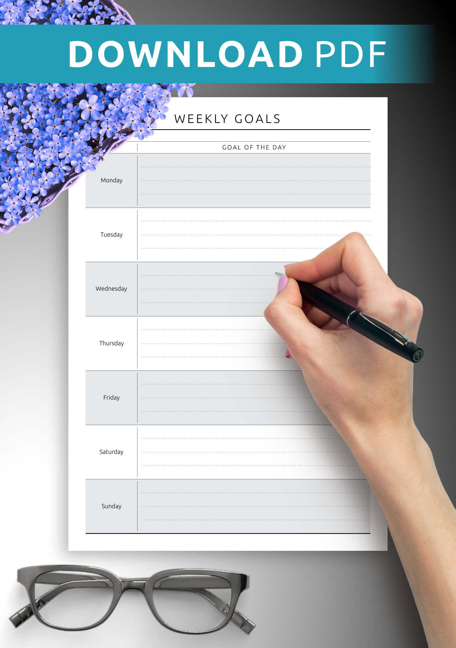 Download Printable 7 Days Weekly Goals - Original Style PDF