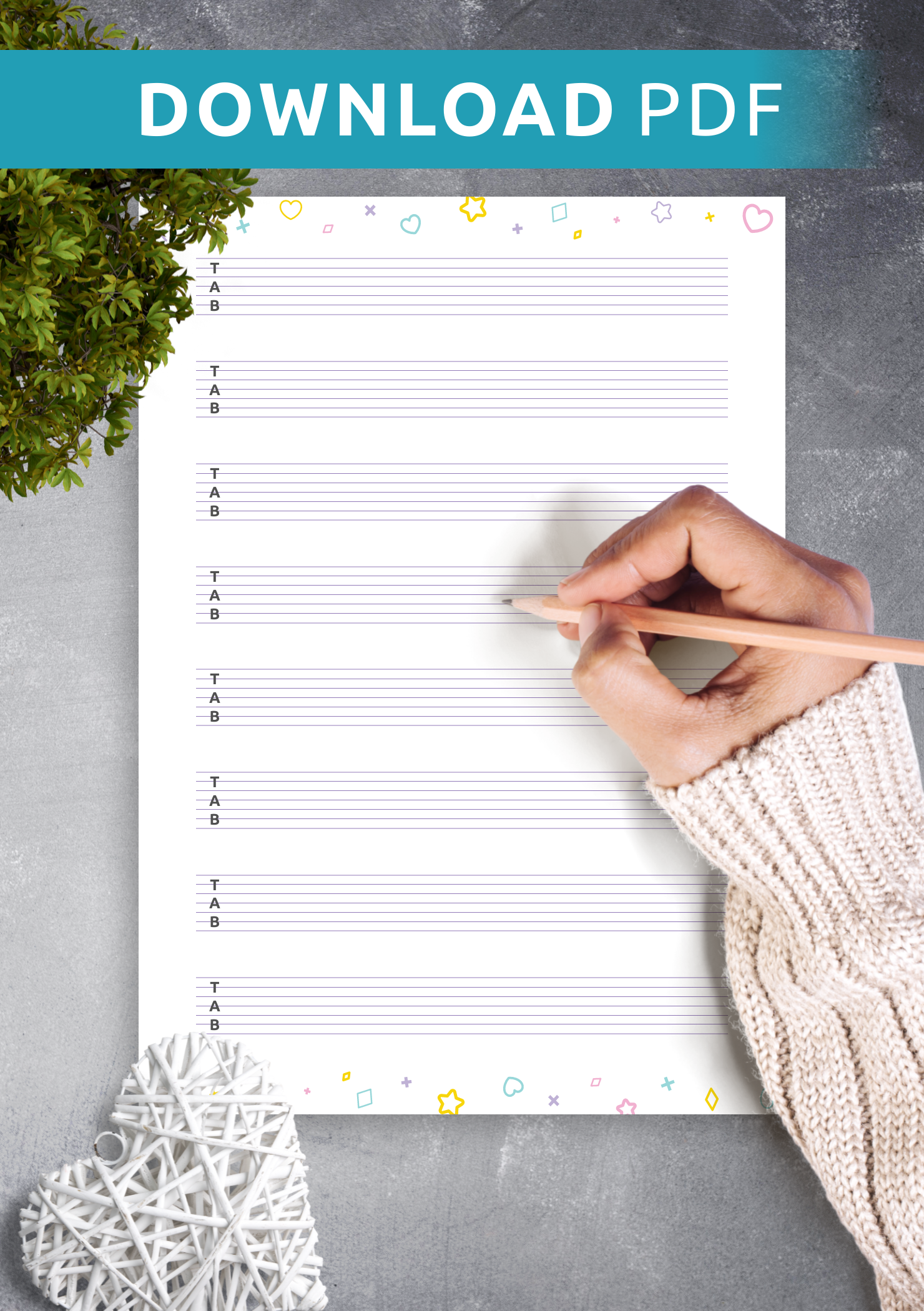 Download 7-String Guitar TAB Paper – Printable Tablature Sheet