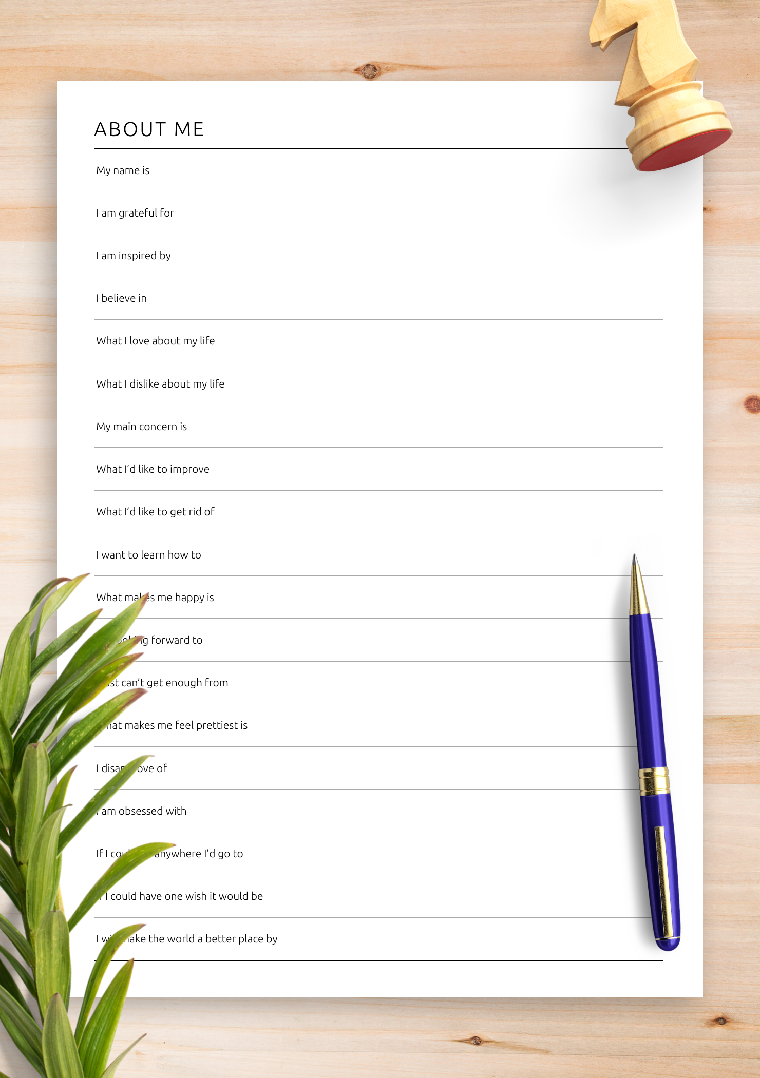 Download Printable About Me PDF