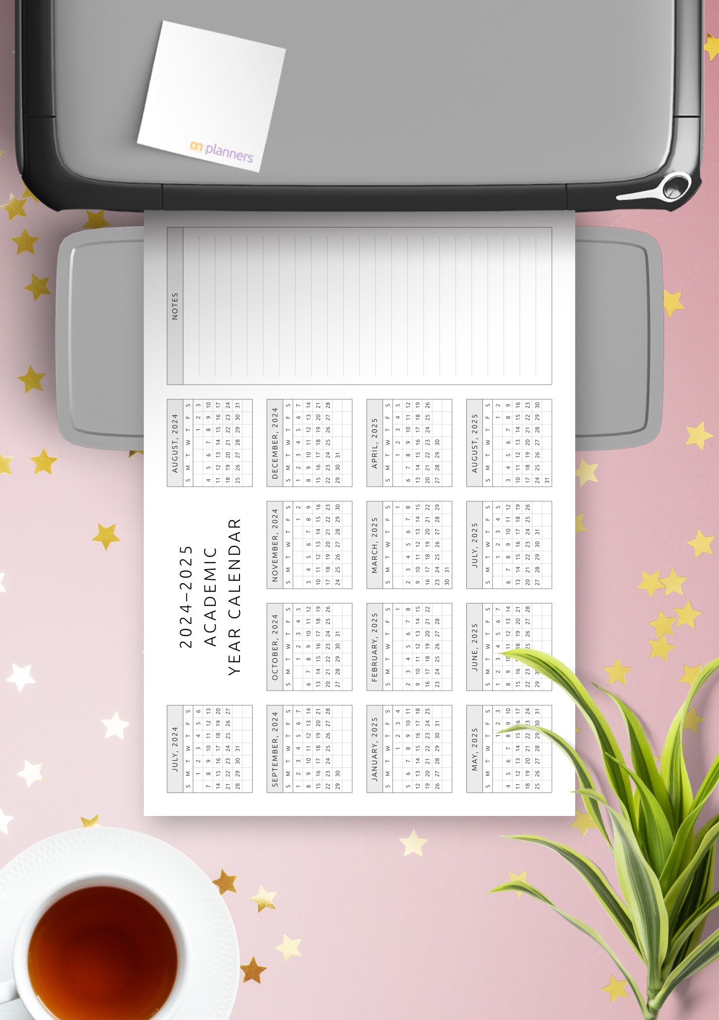Download Printable Academic Year Calendar Template PDF