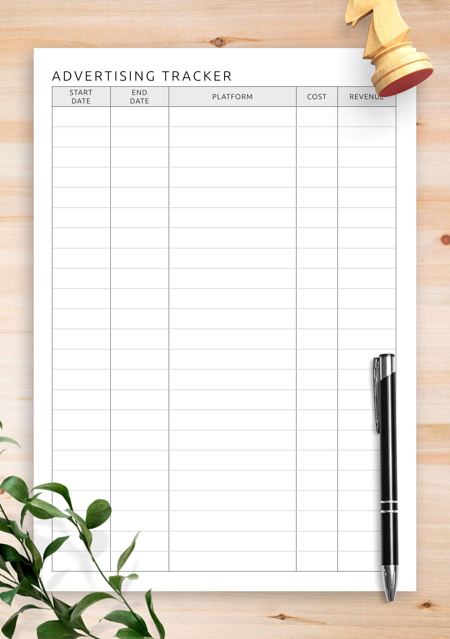 Download Printable Advertising Tracker Template PDF