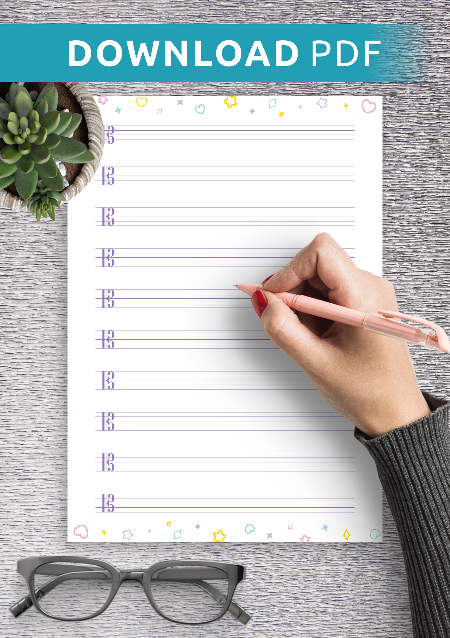 Download Alto Clef (C) Staff Paper – Printable Music Sheet PDF