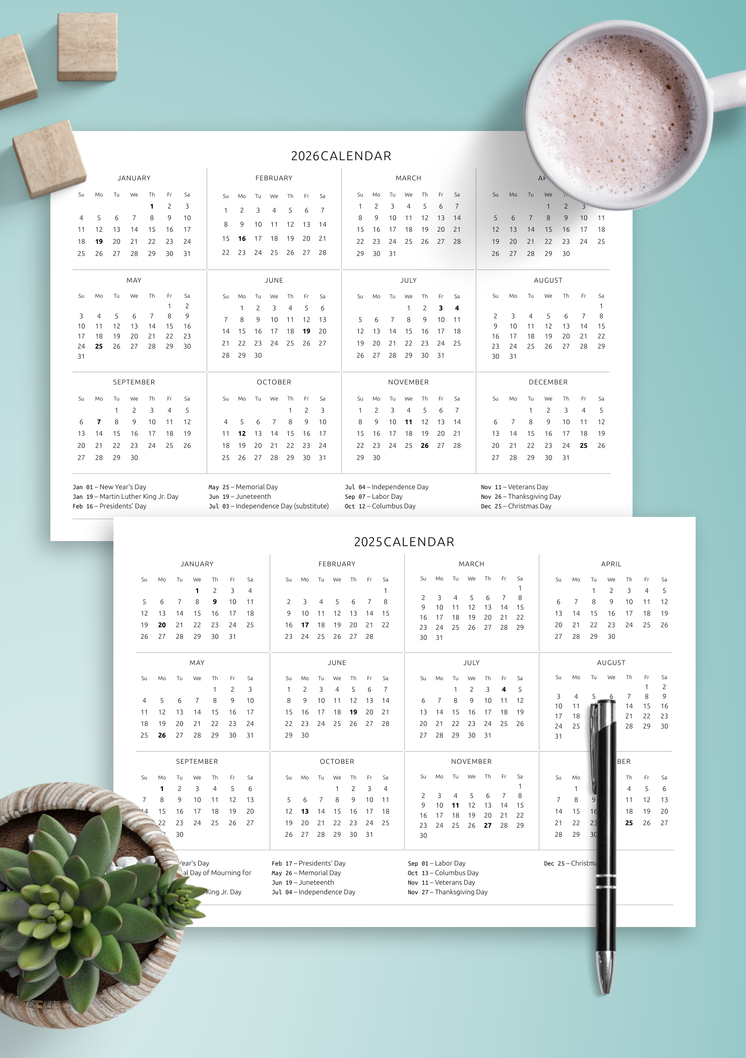 Download Printable 2026 Horizontal Yearly Planner PDF