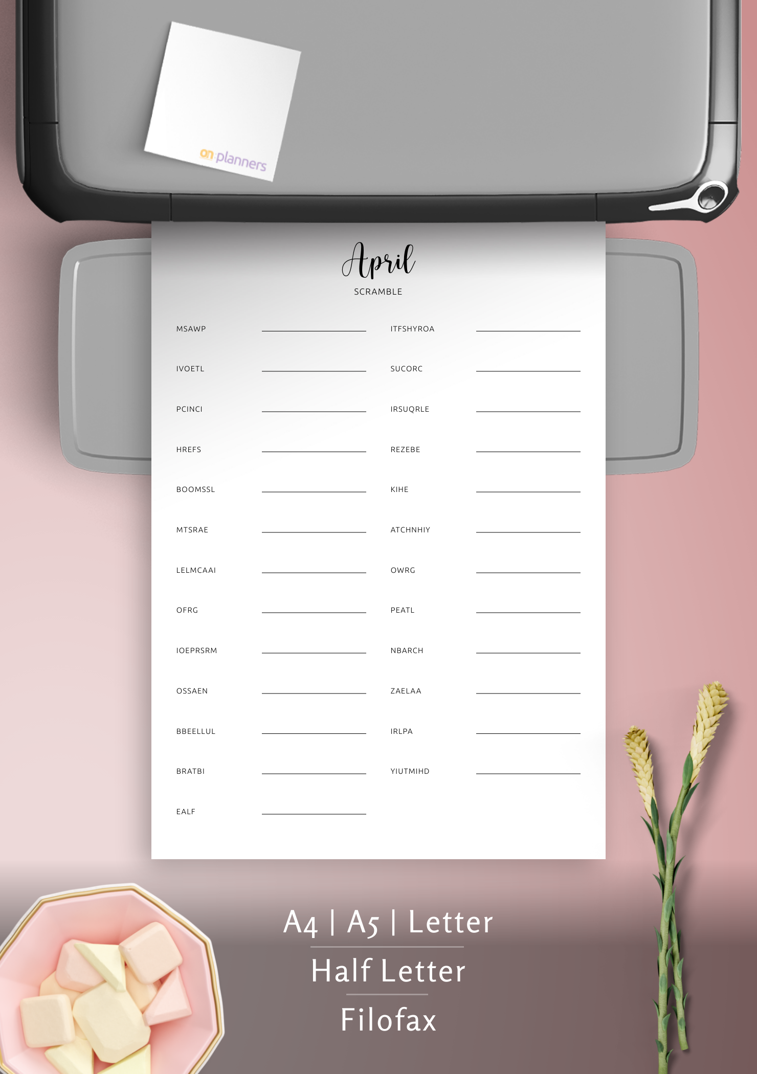 Download Printable April Word Scramble PDF