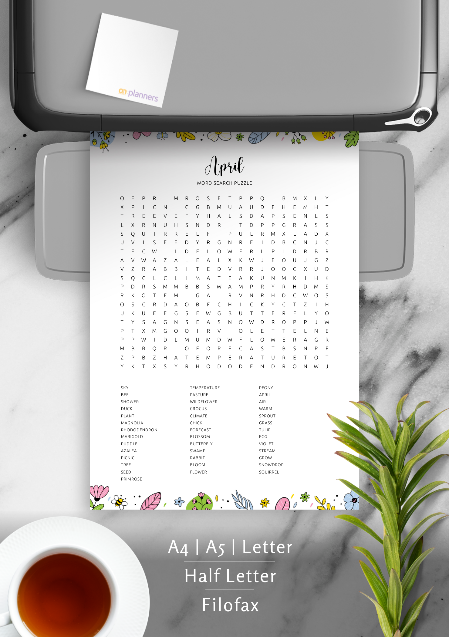 Download Printable April Word Search in PDF