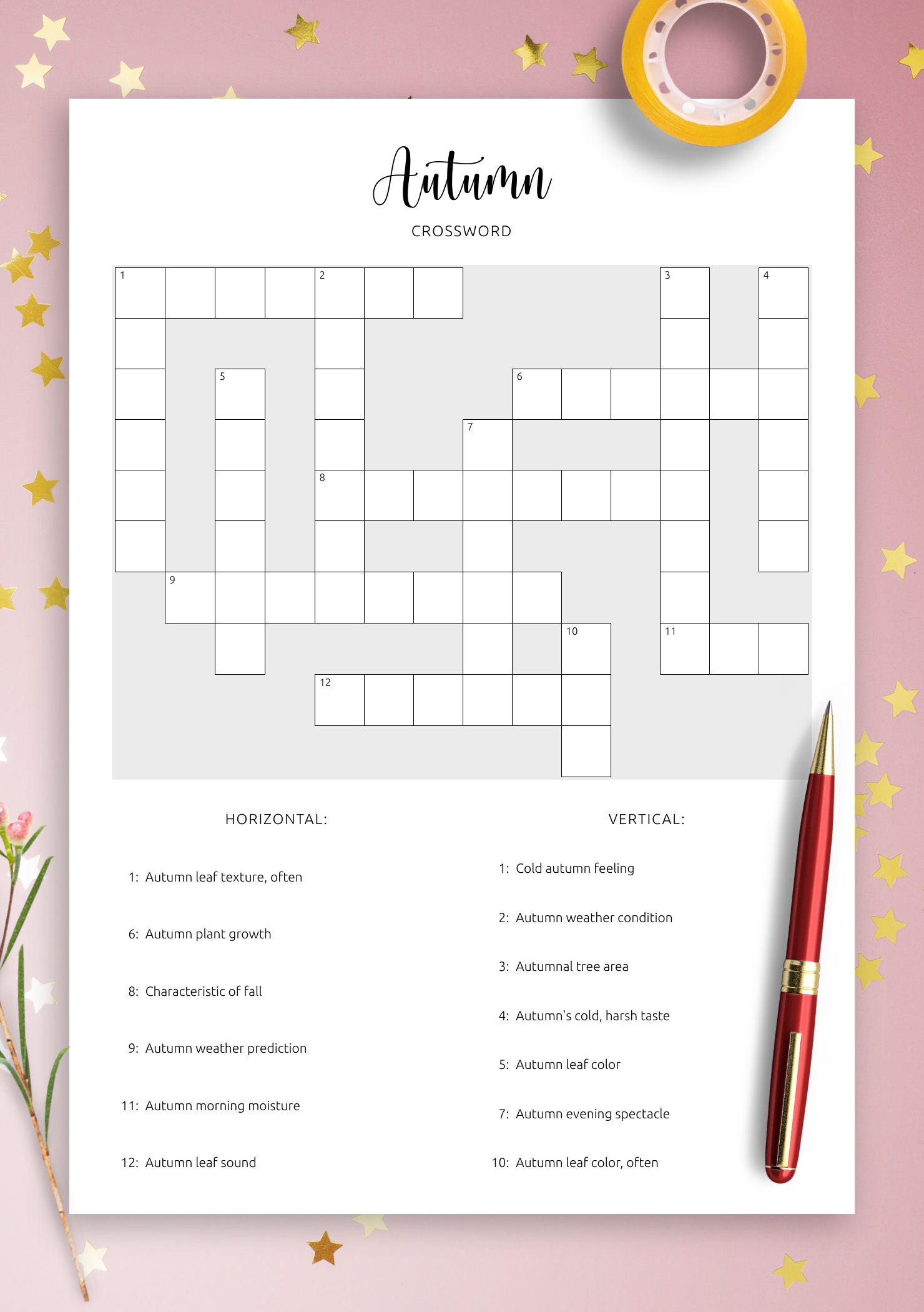 Download Printable Autumn Crossword PDF Puzzle – Fall into Fun