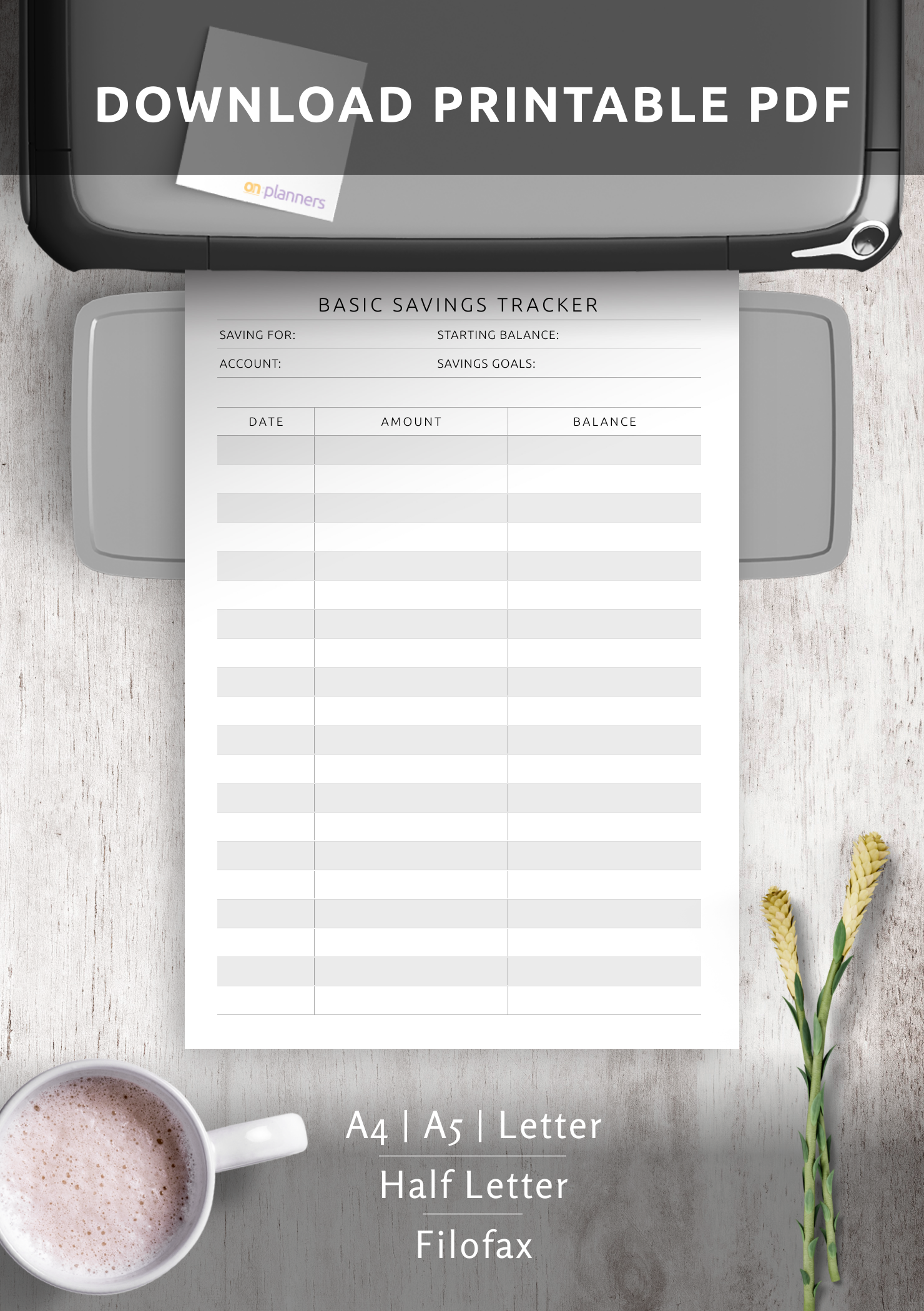 Download Printable Basic Savings Tracker Template PDF