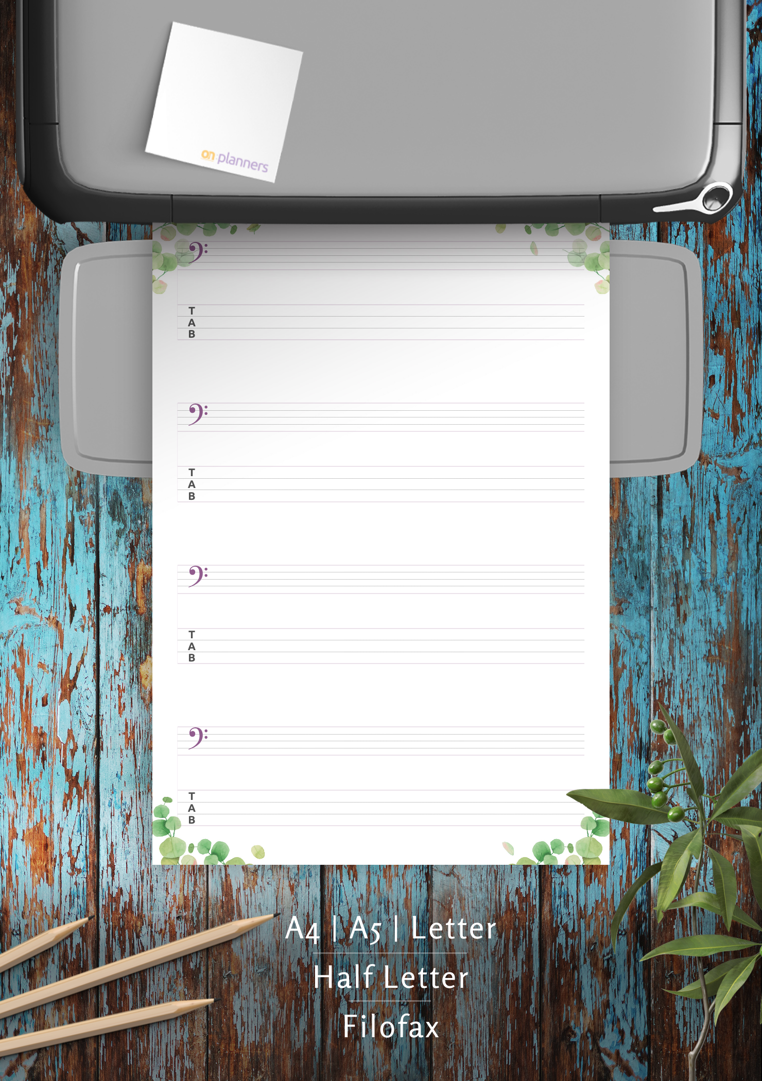 Download Bass Clef + 4-String Bass TAB – Printable Staff & Tab Sheet
