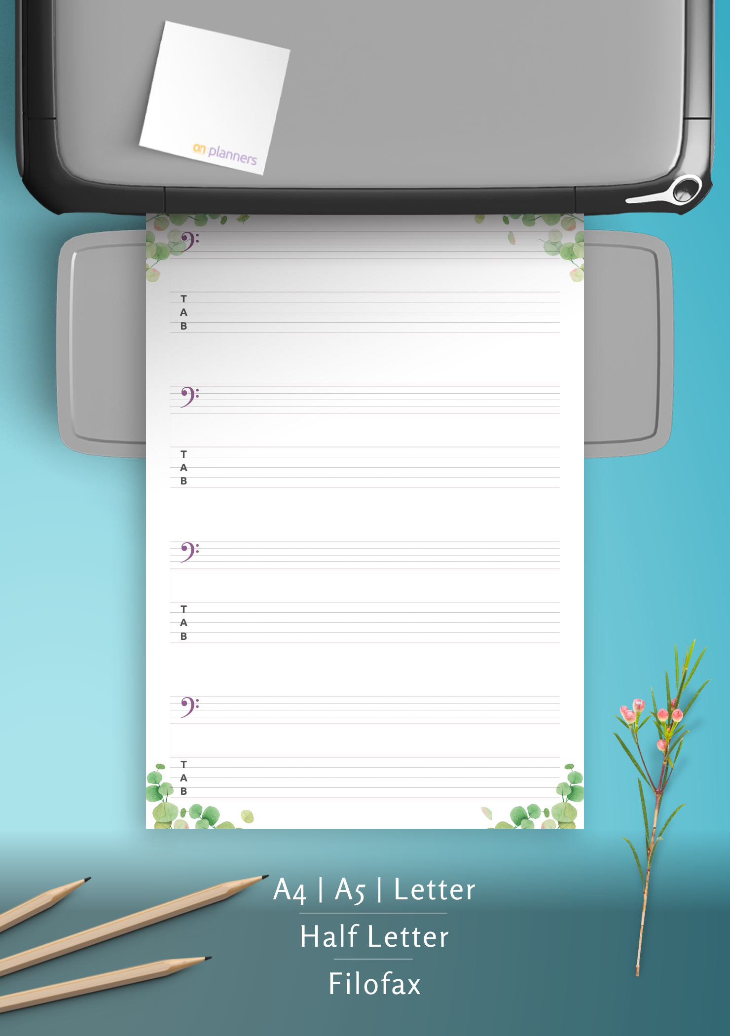 Download Bass Clef + 5-String Bass TAB – Printable Staff & Tab Sheet