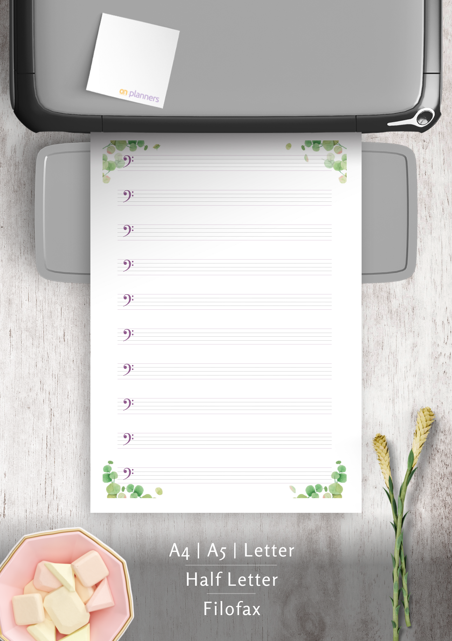 Download Bass Clef Staff Paper – Printable Blank Music Sheet Template