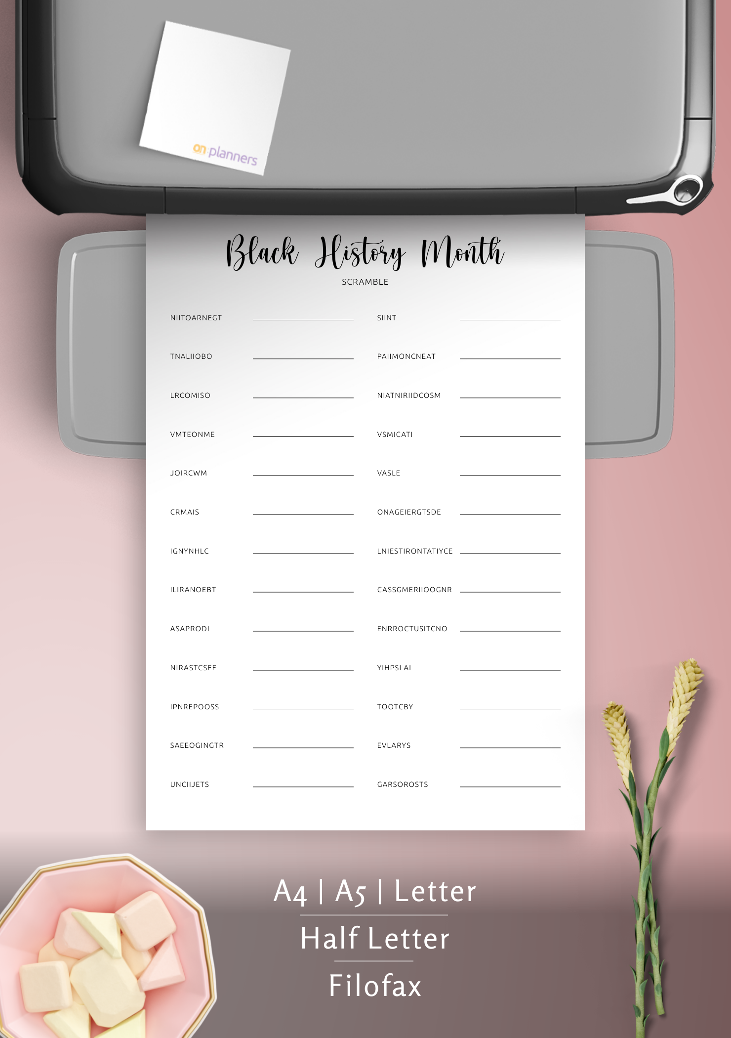 Download Printable Black History Month Word Scramble PDF