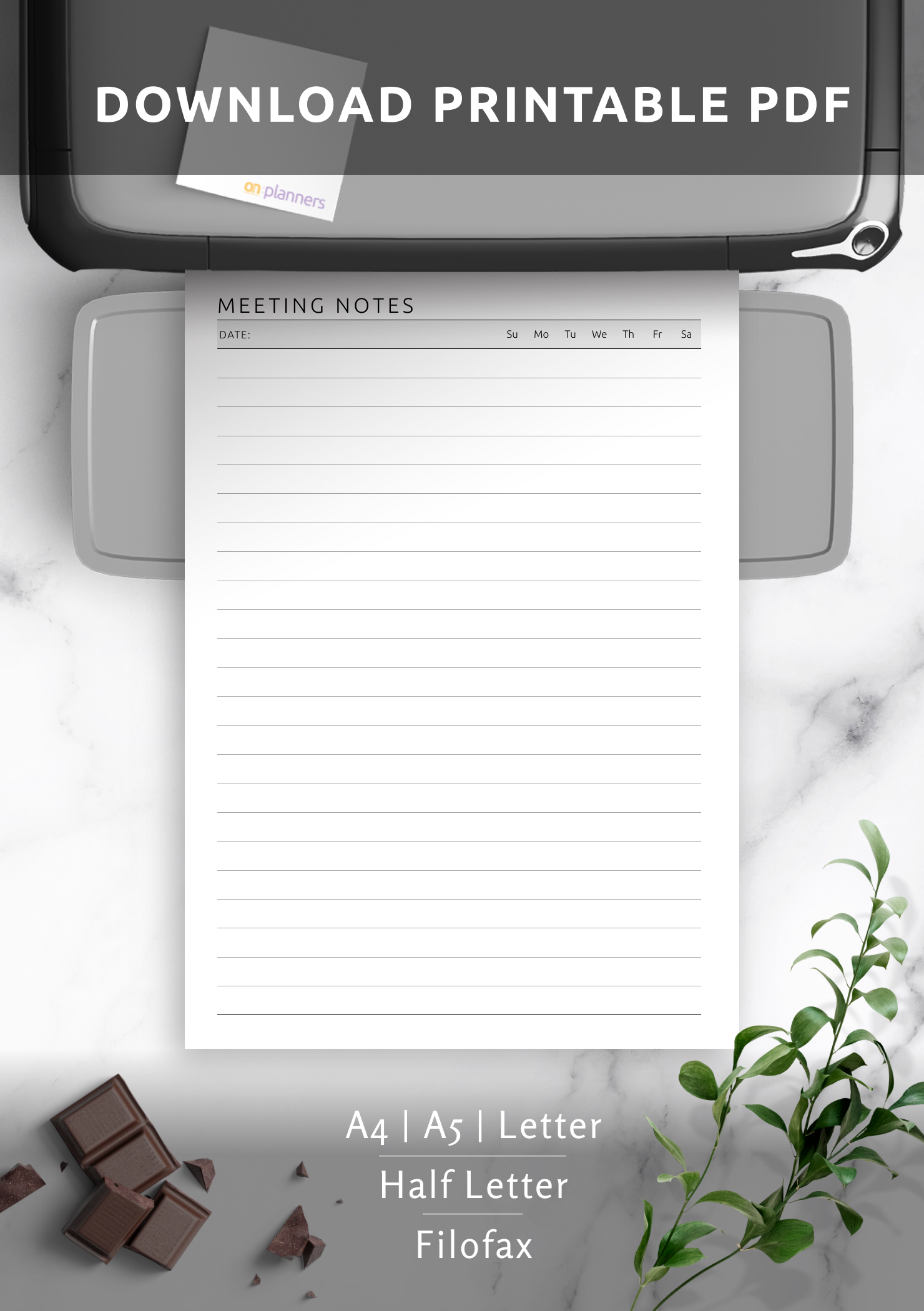 Download Printable Blank Meeting Notes Template PDF