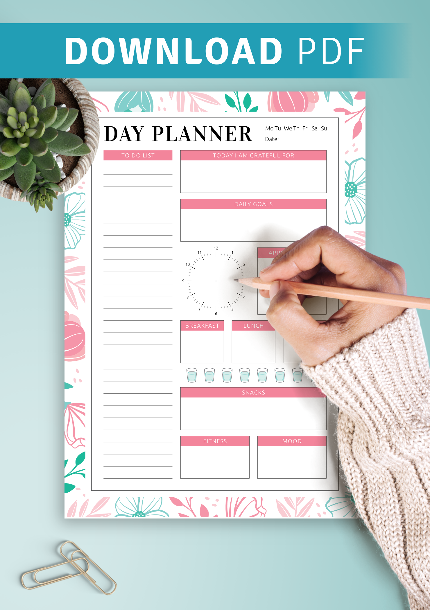 Download Printable Blossom Flowers Daily Planner PDF