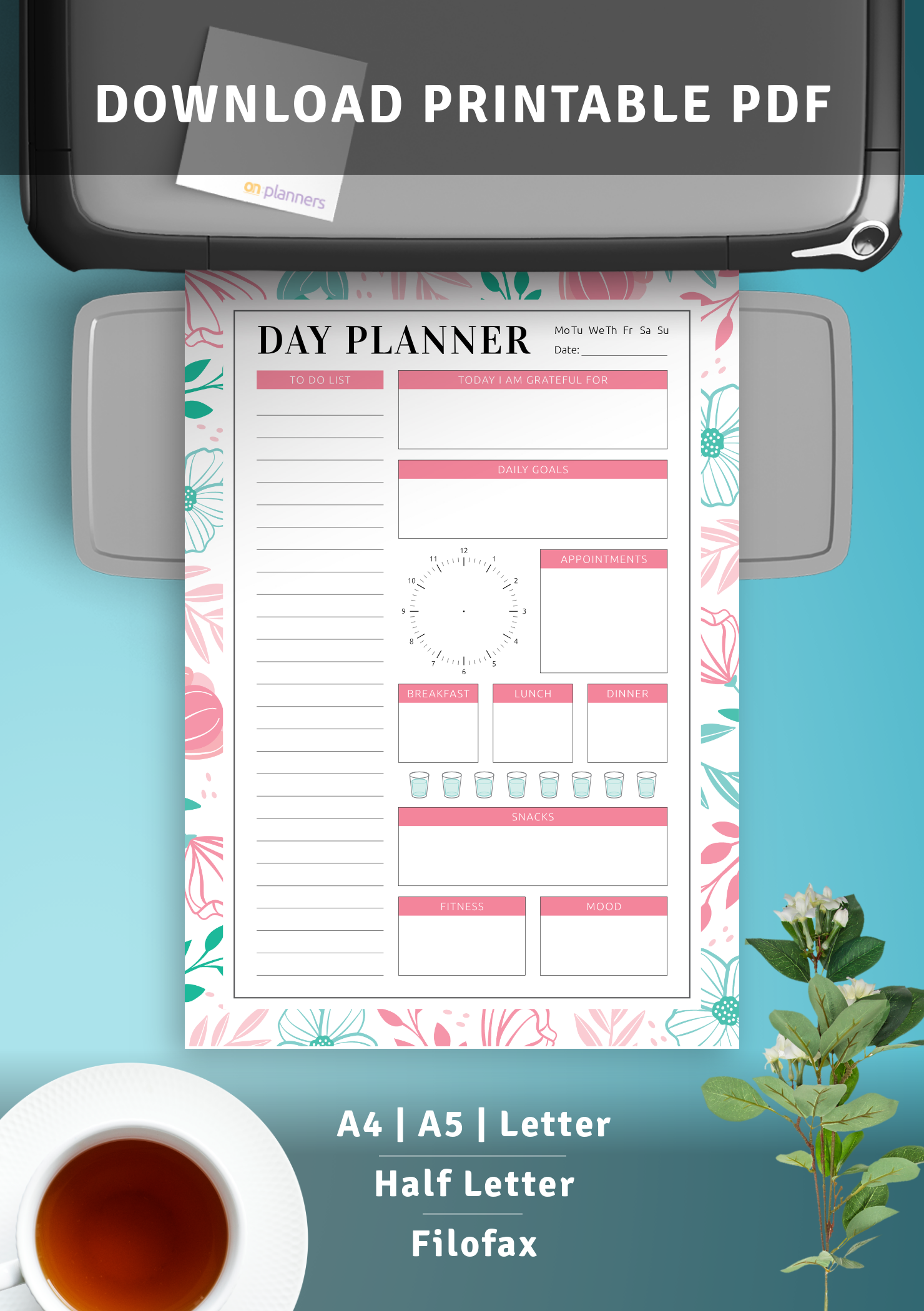 Download Printable Blossom Flowers Daily Planner PDF