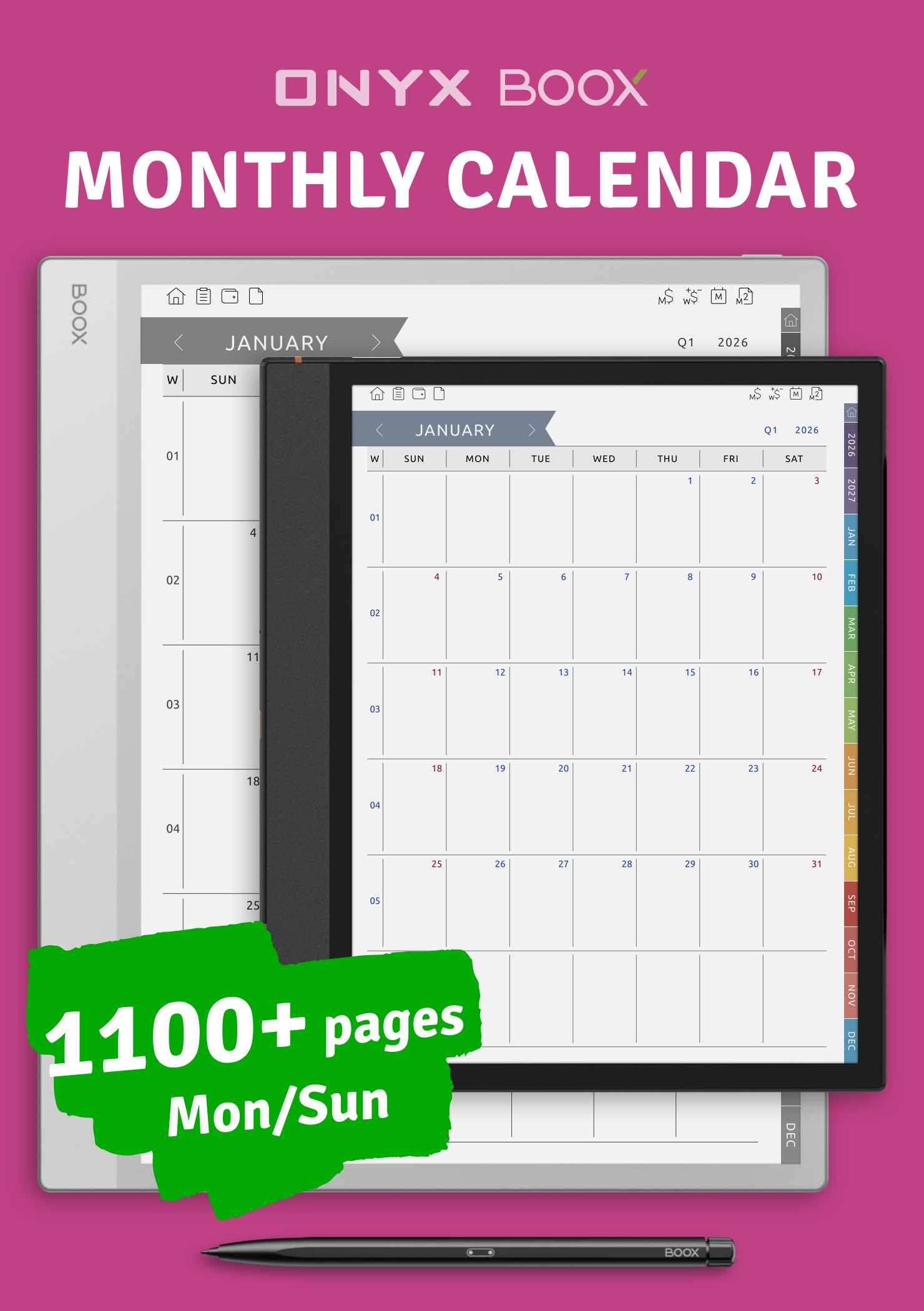 Download Monthly Calendar 2023 - 2028 PDF for ONYX BOOX Note Air