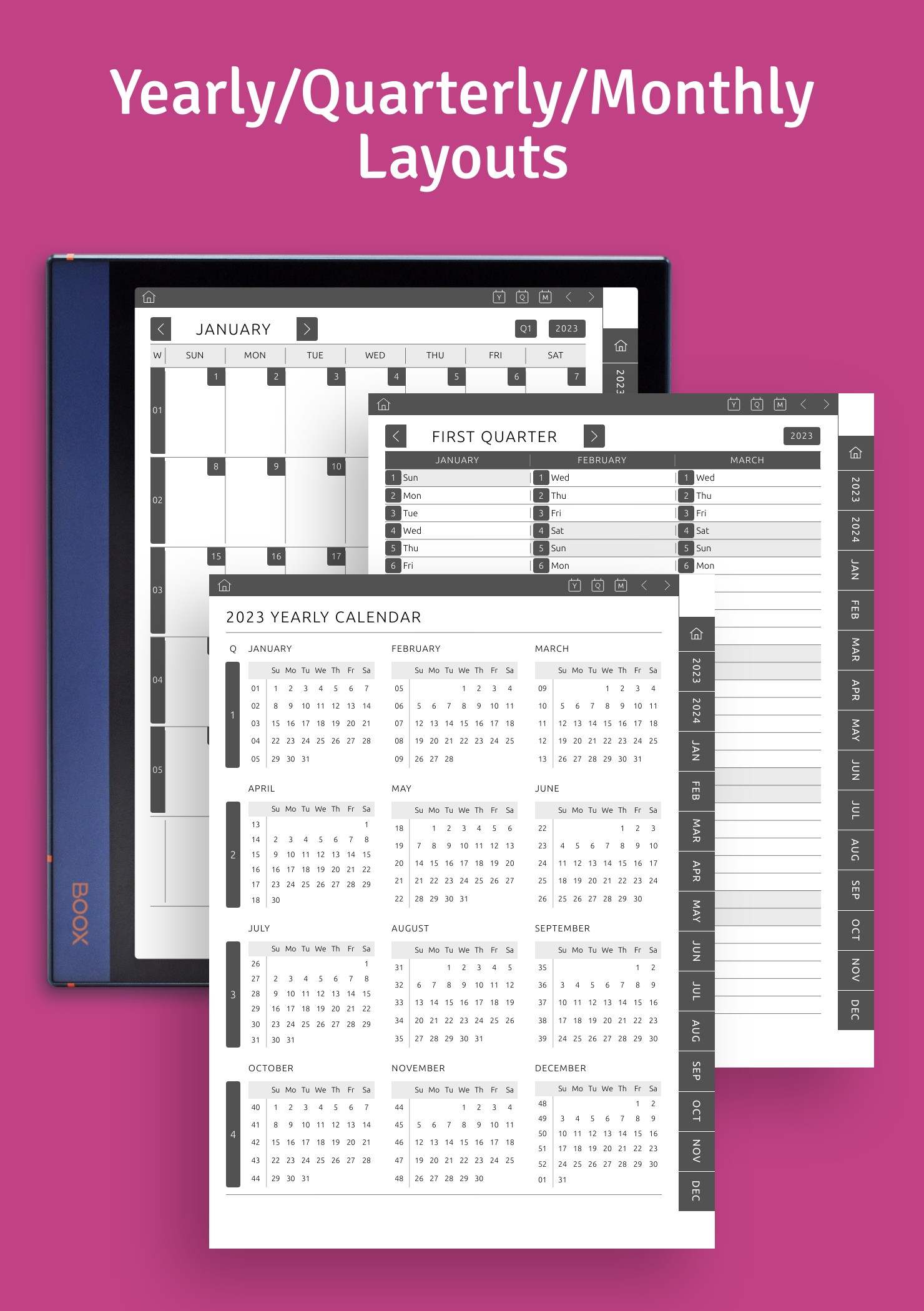 Download Monthly Calendar 2023 - 2028 PDF for ONYX BOOX Note Air