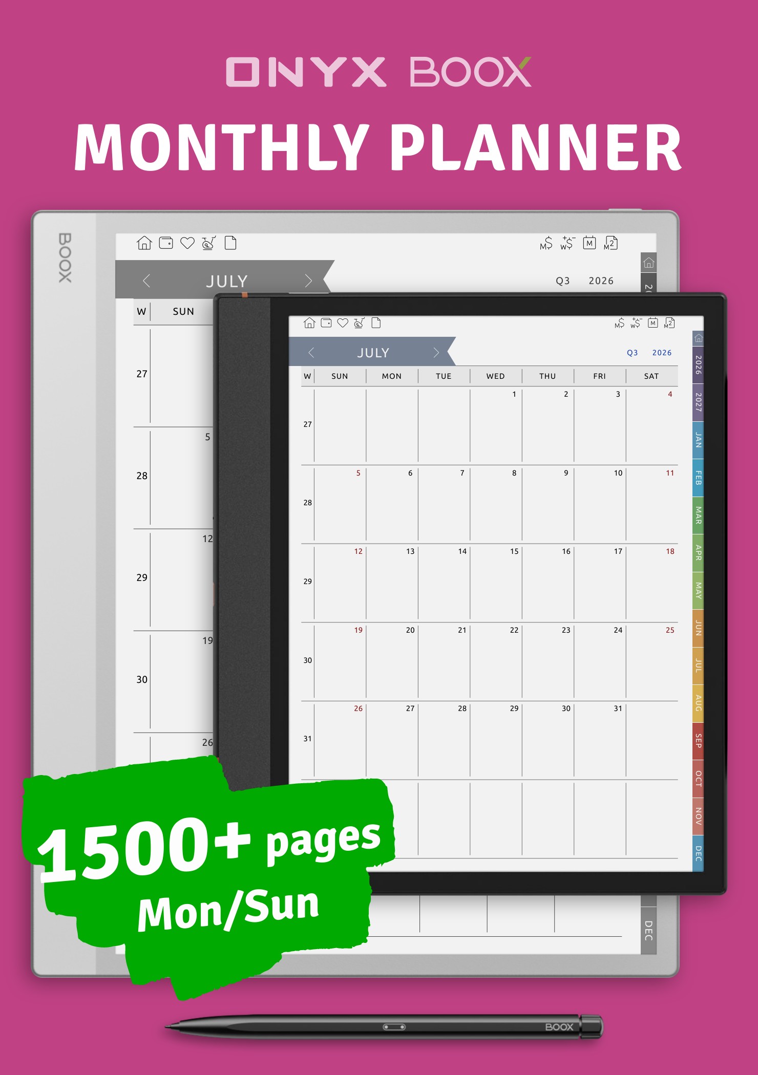 Download Digital Monthly Planner for BOOX Note Air
