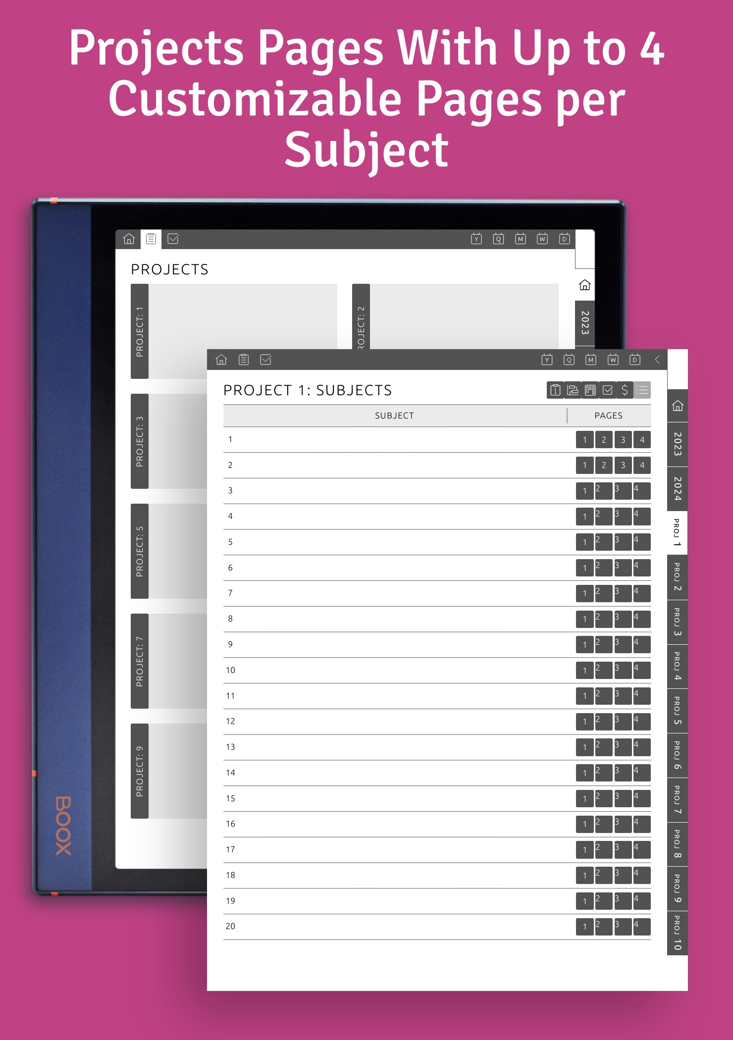 Download Project Planner Hyperlinked PDF for BOOX Note Air
