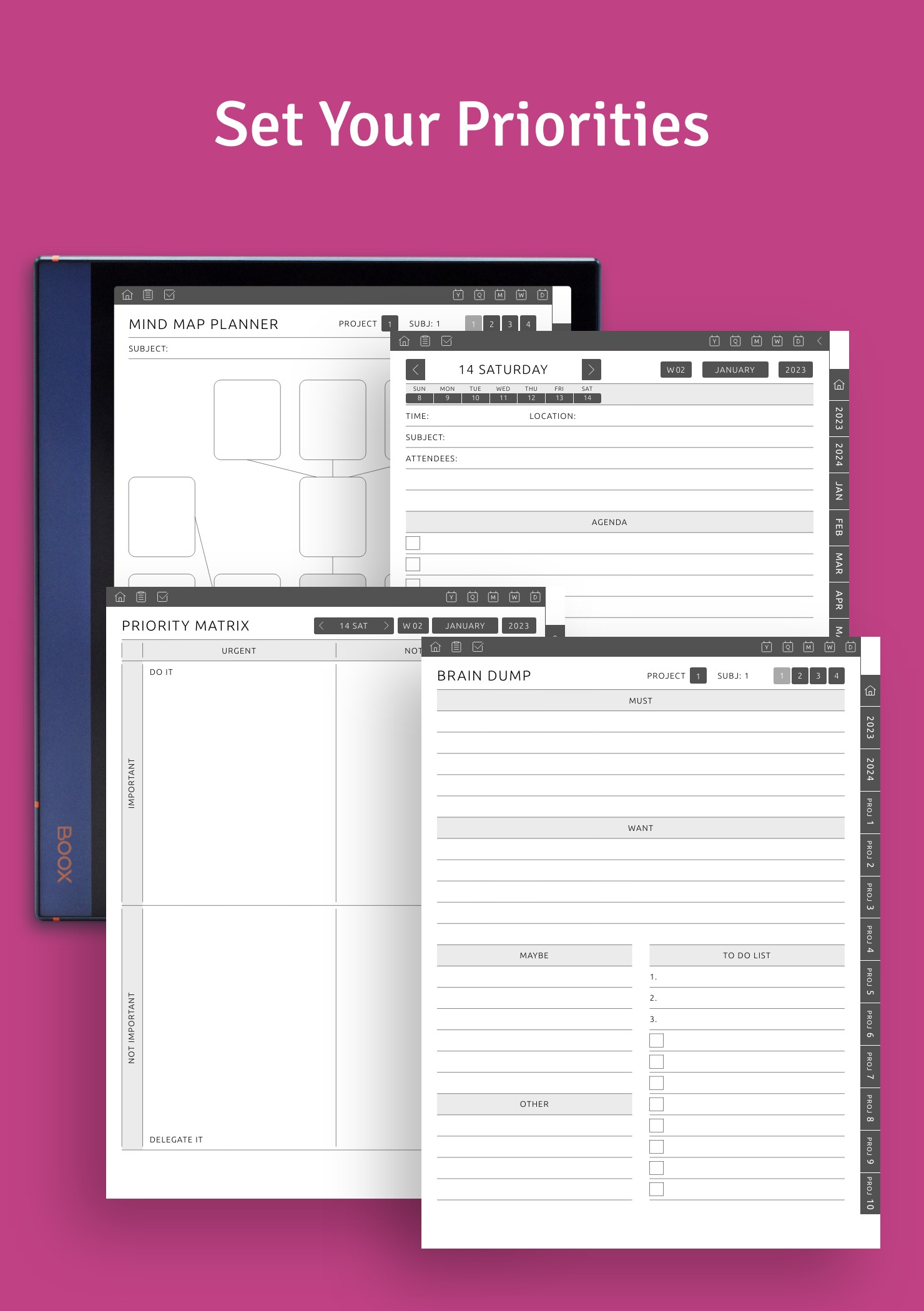 Download Project Planner Hyperlinked PDF for BOOX Note Air