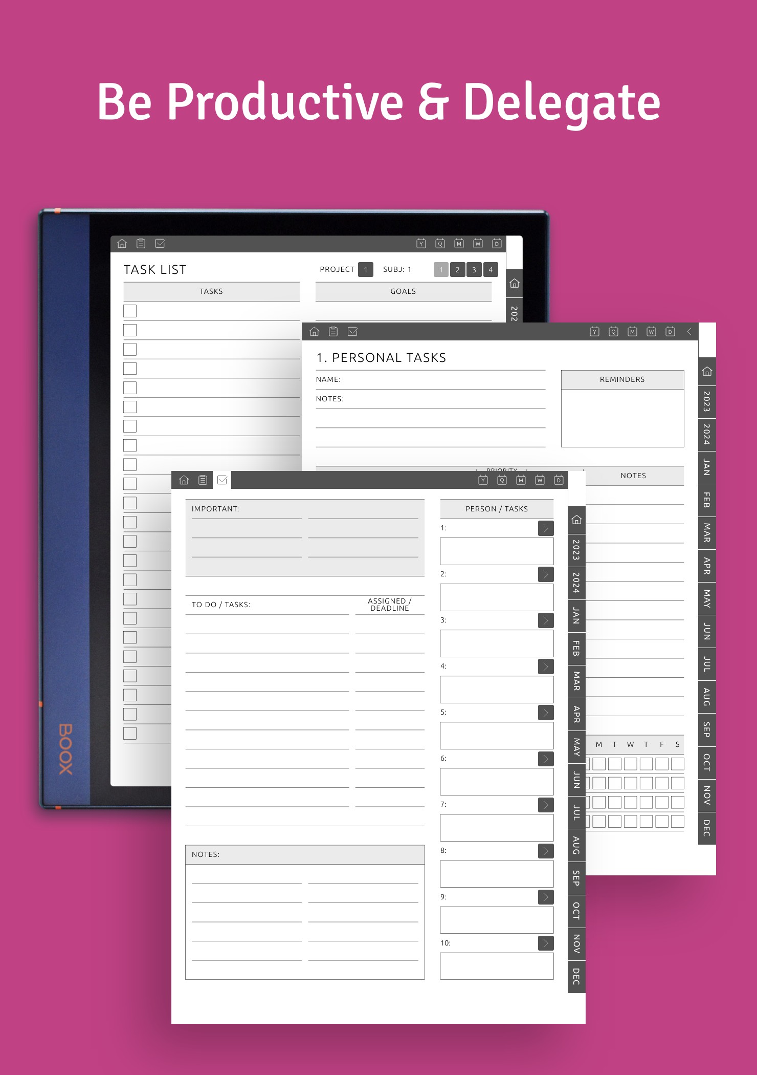 Download Project Planner Hyperlinked PDF for BOOX Note Air