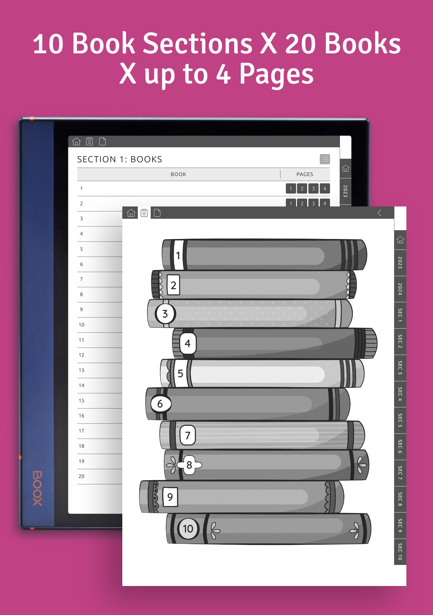 Download Reading Journal Hyperlinked PDF for ONYX BOOX Note Air