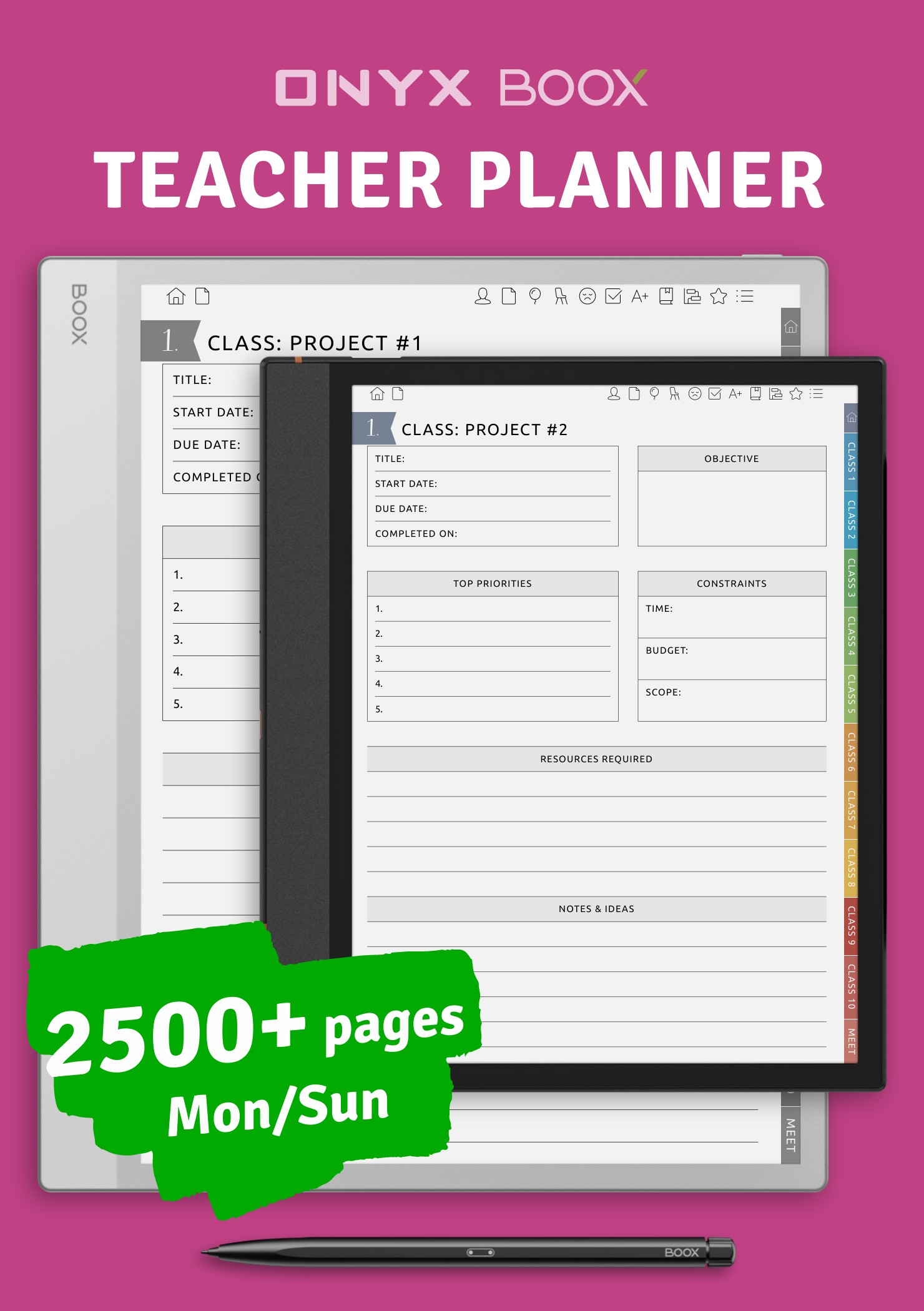 Download Printable ONYX BOOX - Teacher Planner PDF