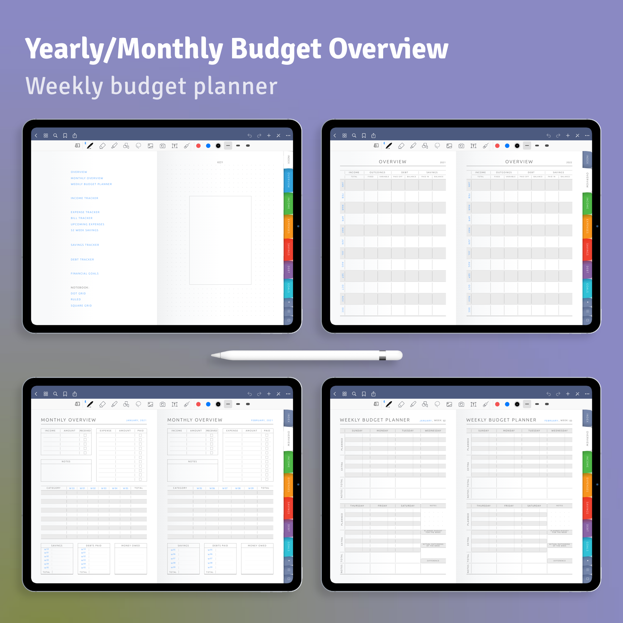 Download Printable Budget Digital Planner PDF For IPad Light Theme PDF