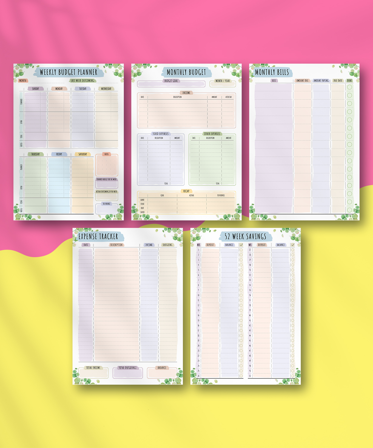 Download Printable Budget Planner - Floral Style PDF Download Printable Budget Planner - Floral Style PDF