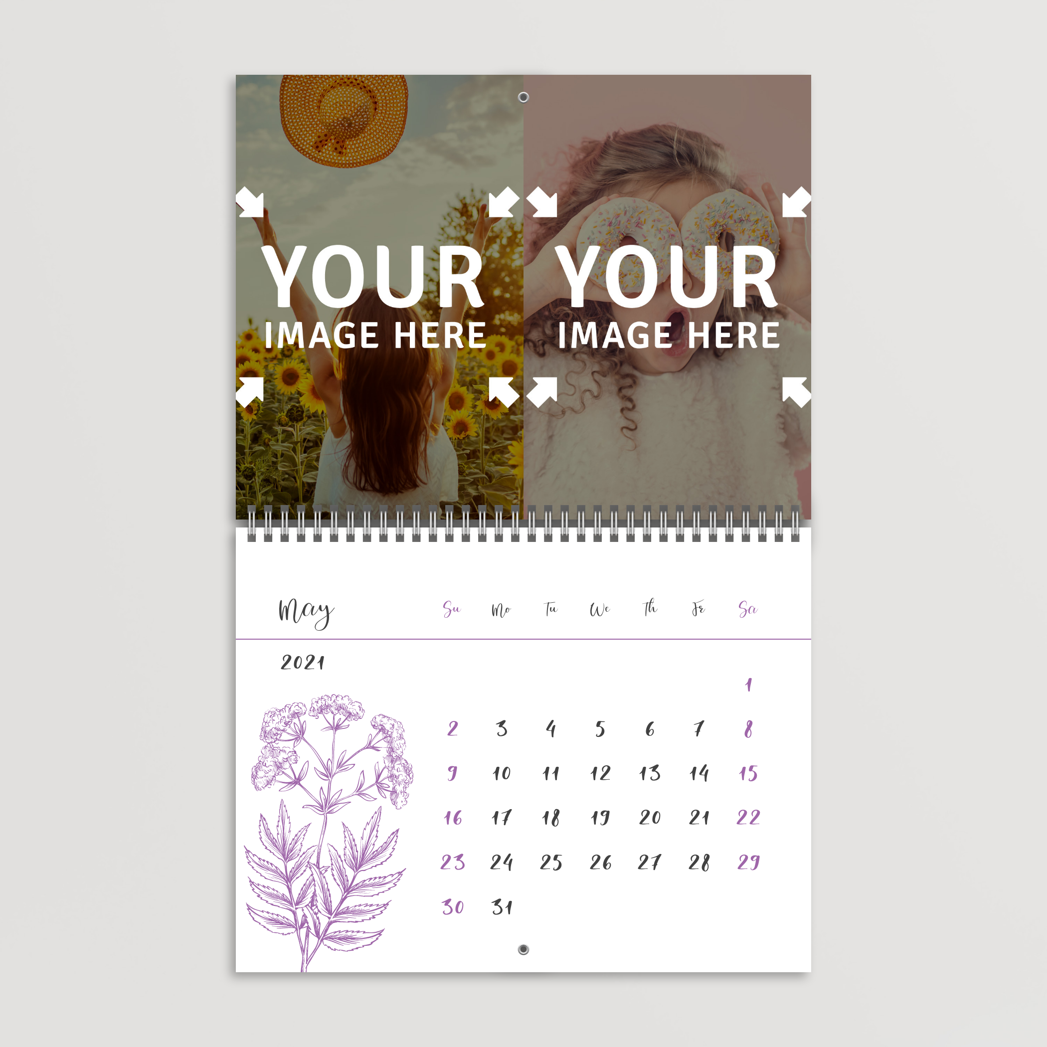 Custom Field Flowers Photo Calendar - Create Wall Calendar with Unique ...