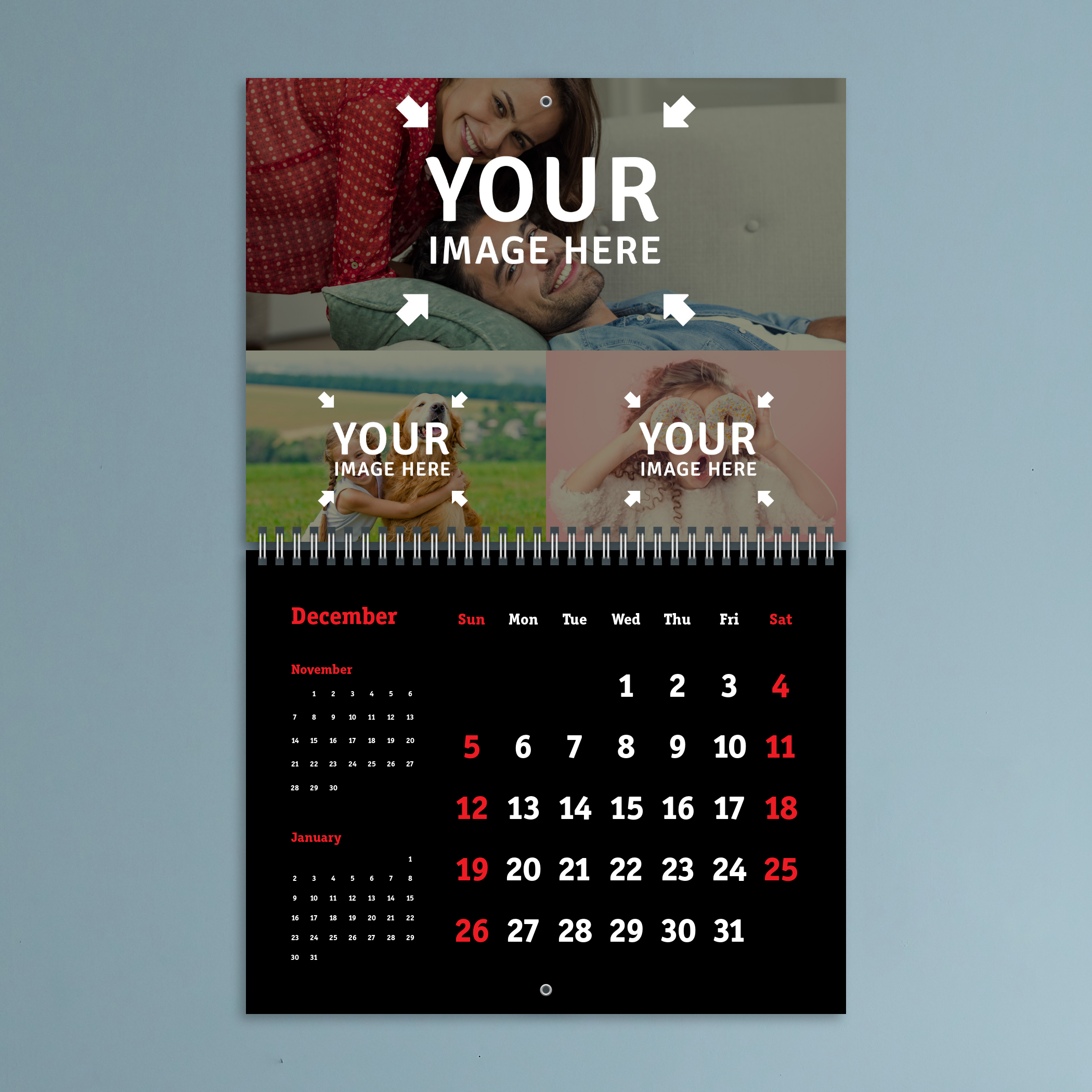 Download Printable Classic Dark Photo Calendar PDF