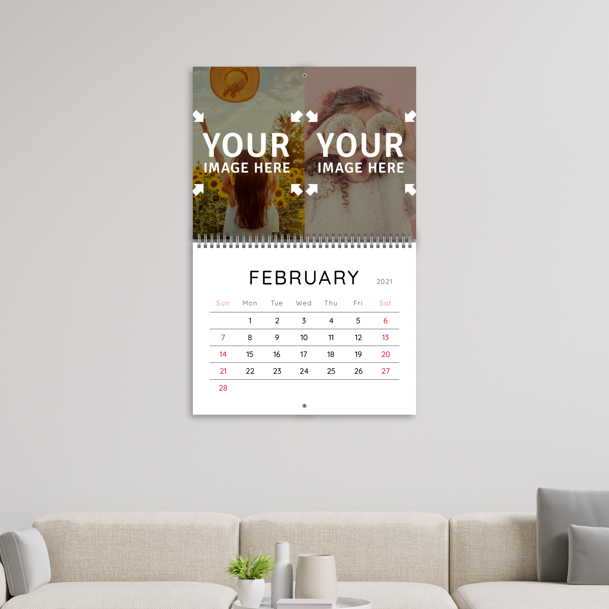 Custom Minimalist Photo Calendar - Add photos and customize online