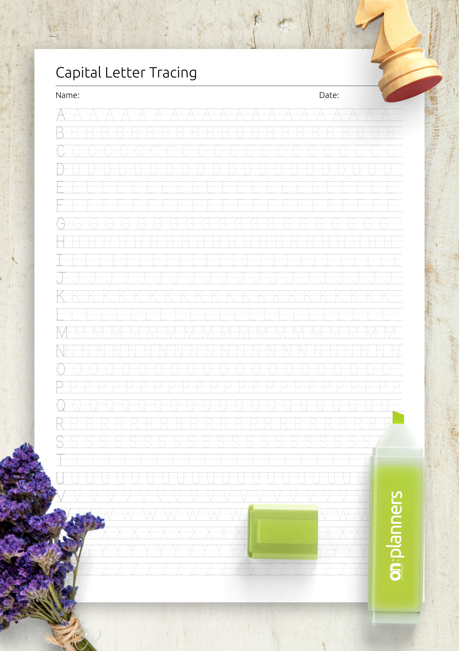 Download Capital Letters A-Z Tracing Practice for Kids Printable PDF