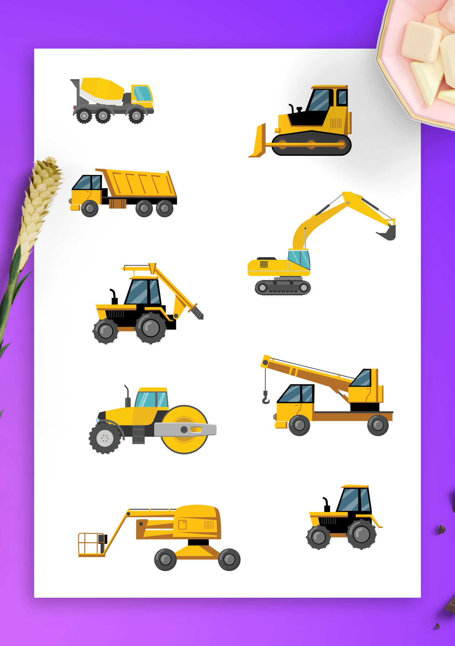 Download Construction Site Machines Sticker Pack PNG