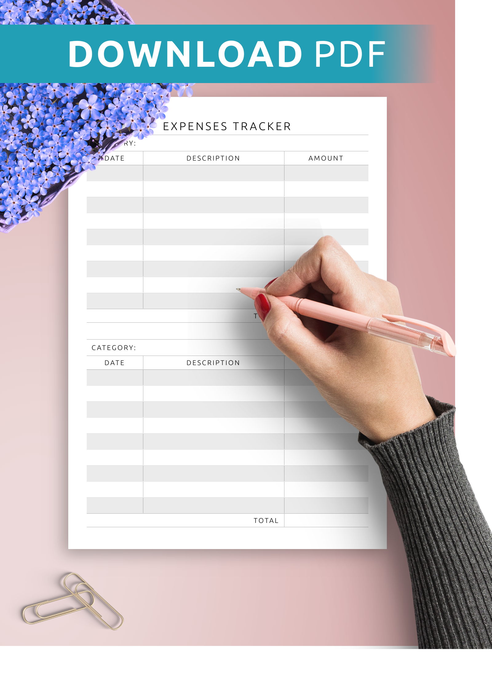 Download Printable Category Expenses Tracker Template PDF