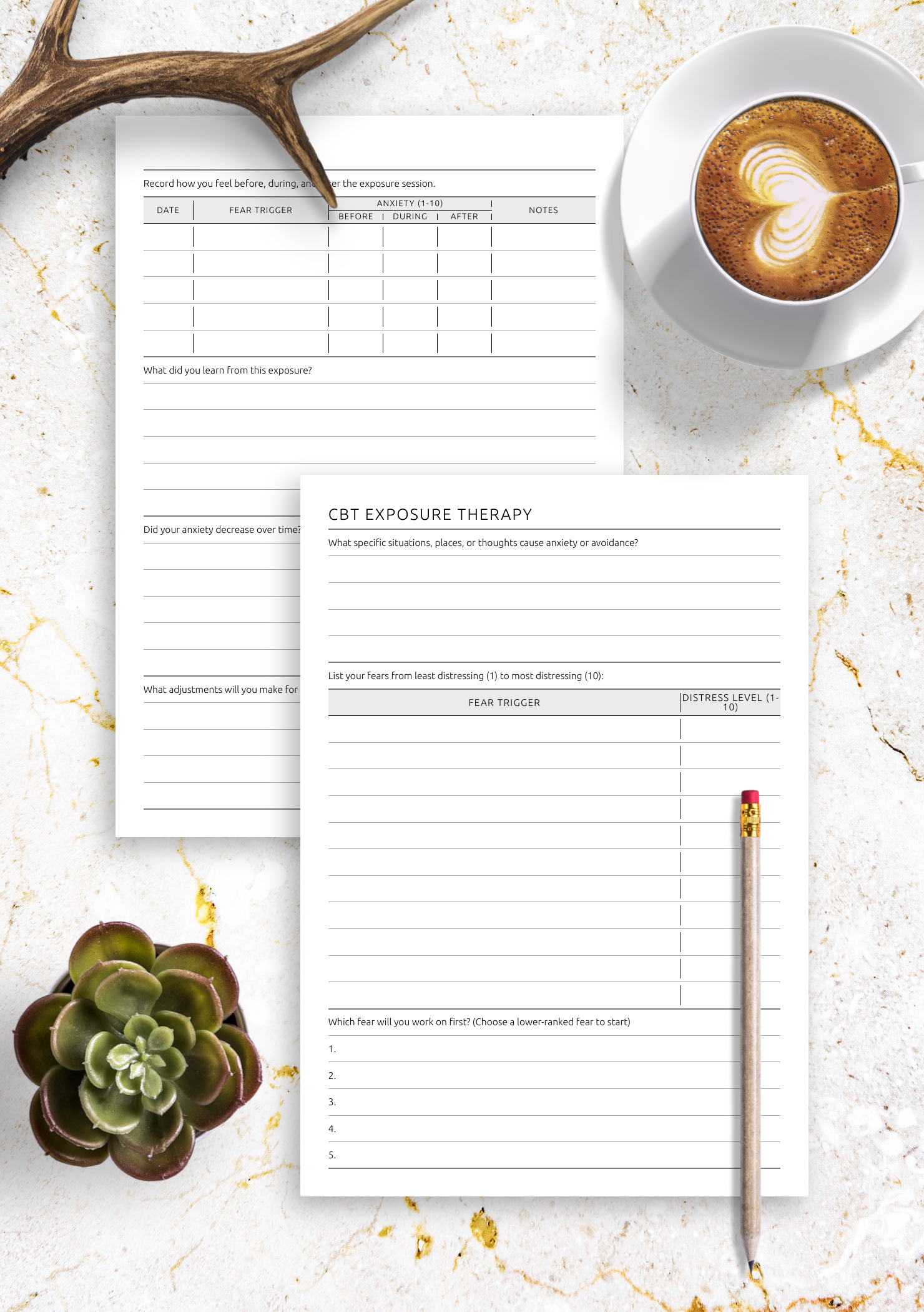 CBT Exposure Therapy Worksheet – Face Fears & Reduce Anxiety