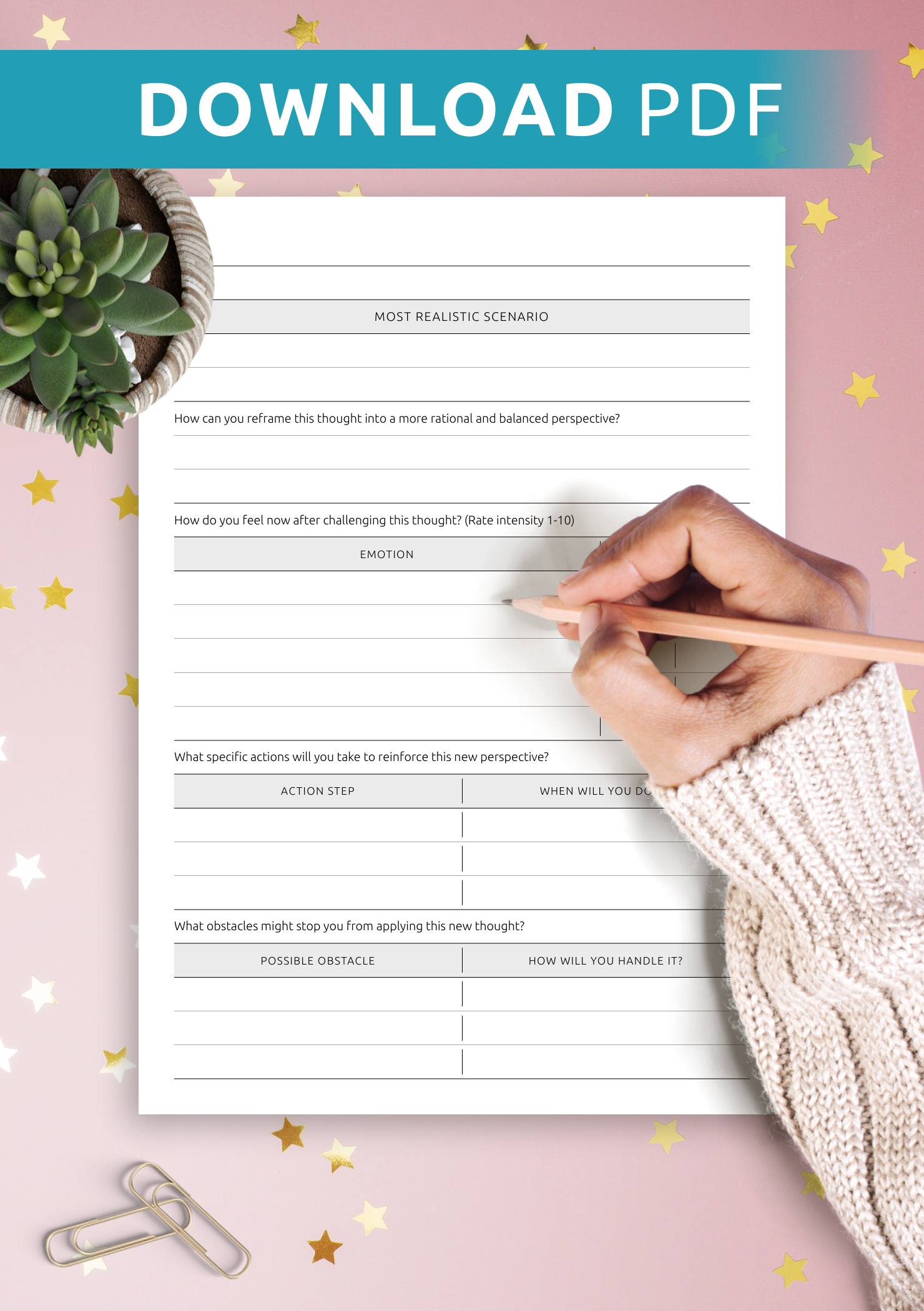 CBT Negative Thought Challenge – Reframe & Replace Harmful Beliefs