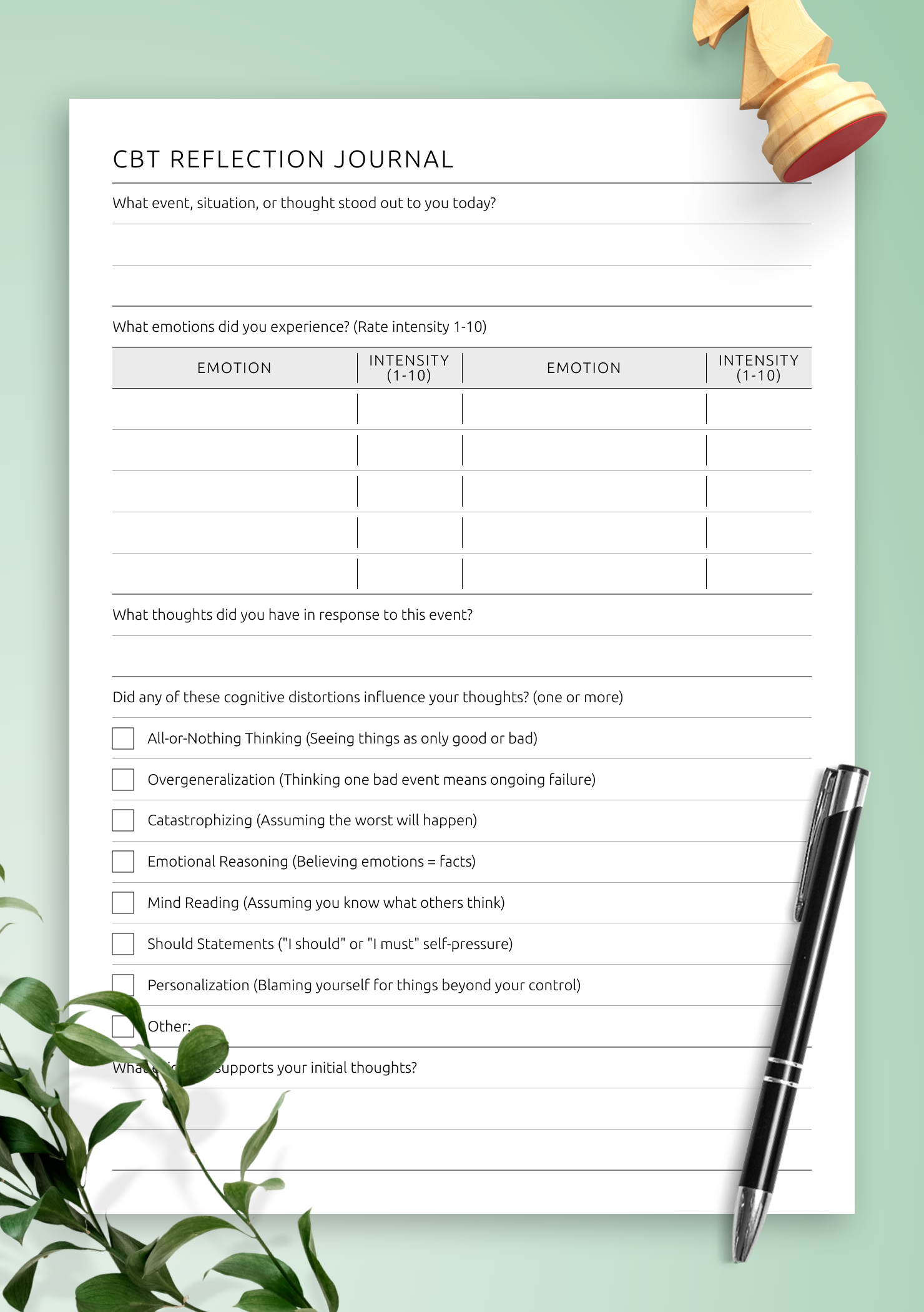 CBT Reflection Journal – Understand Thoughts & Build Insight