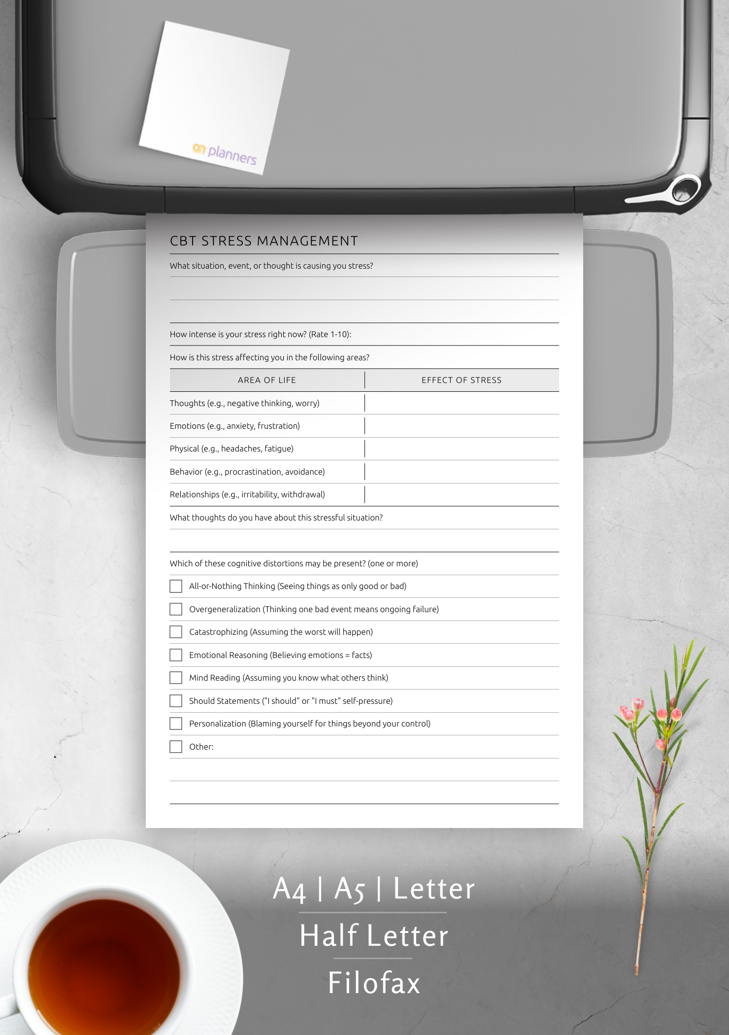 CBT Stress Management Worksheet – Reduce Anxiety & Gain Control