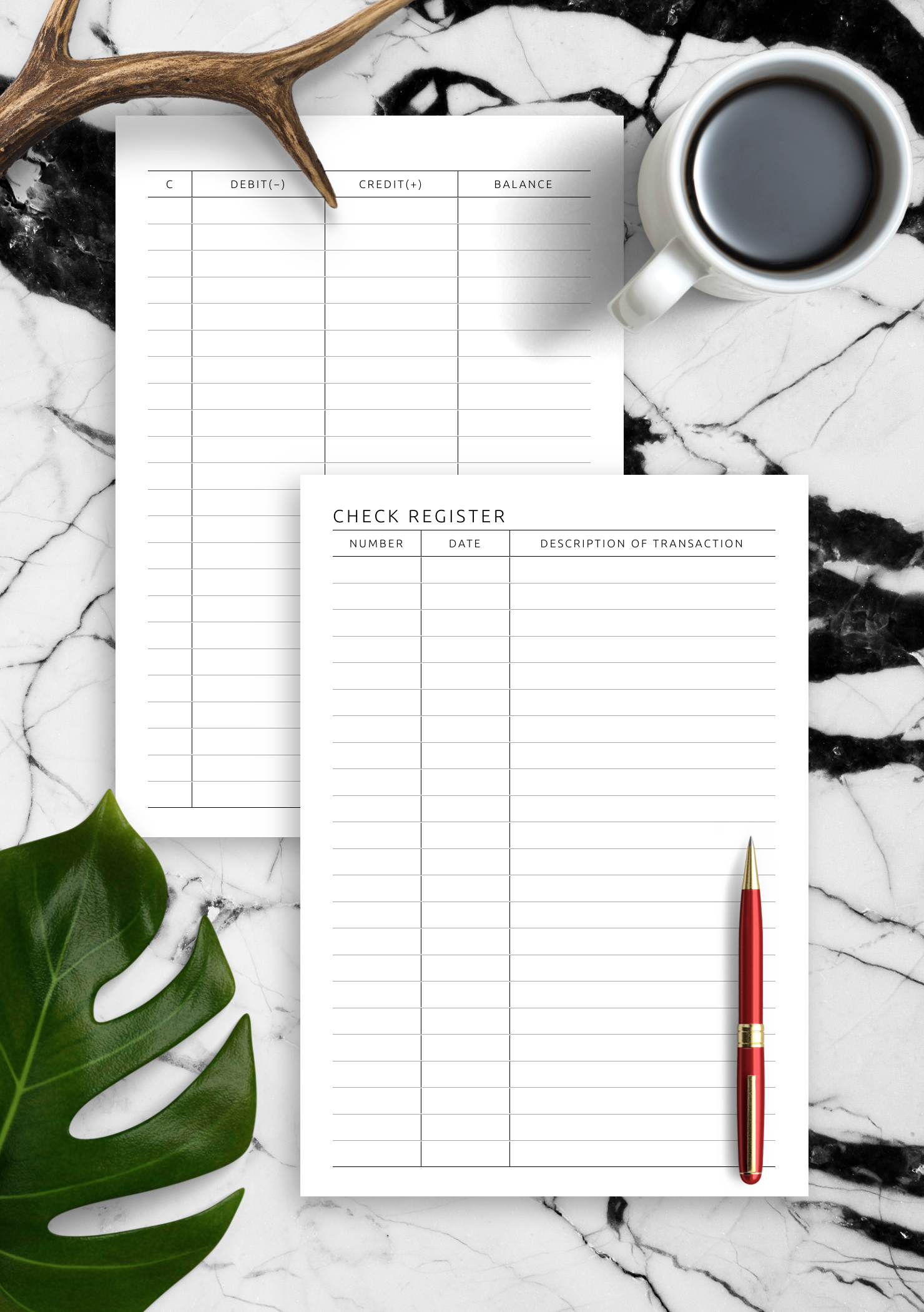 Download Printable Checkbook Register Template PDF
