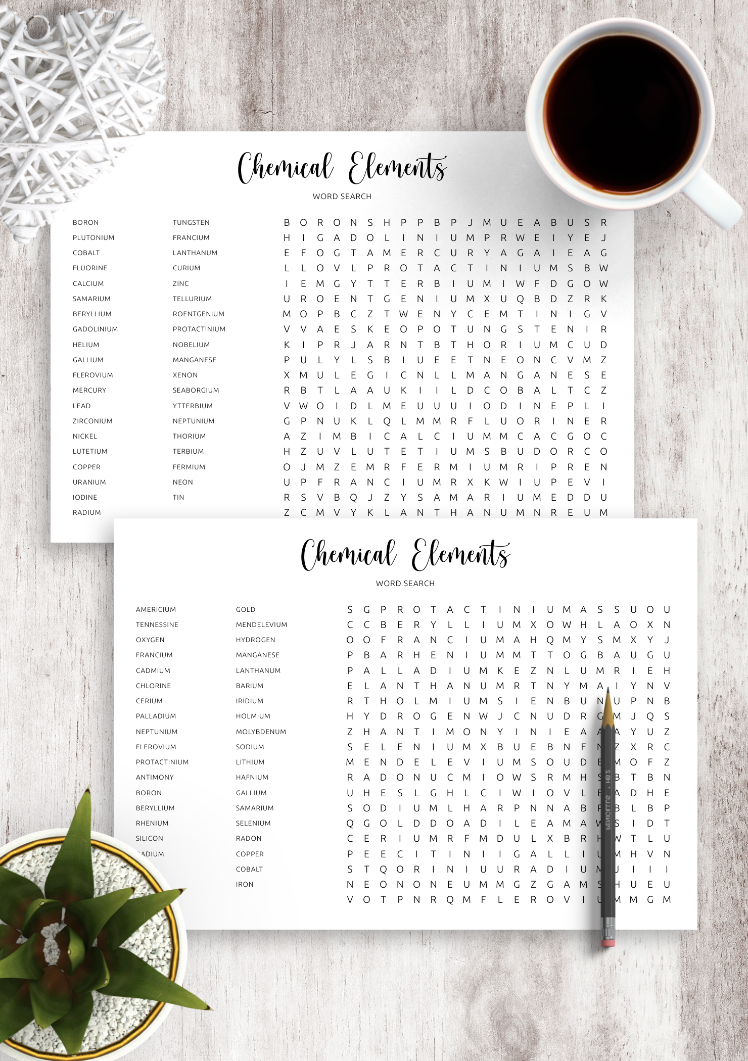Download Printable Chemical Elements Word Search in PDF