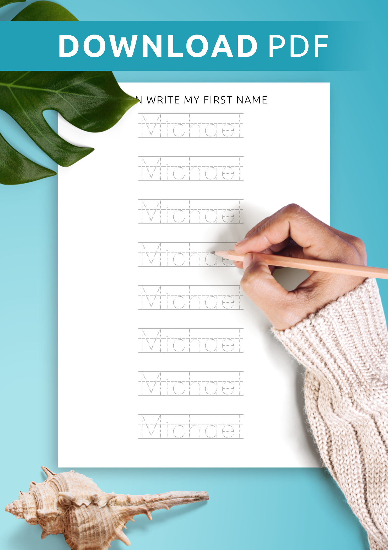 Download Child Name Writing Practice Printable PDF
