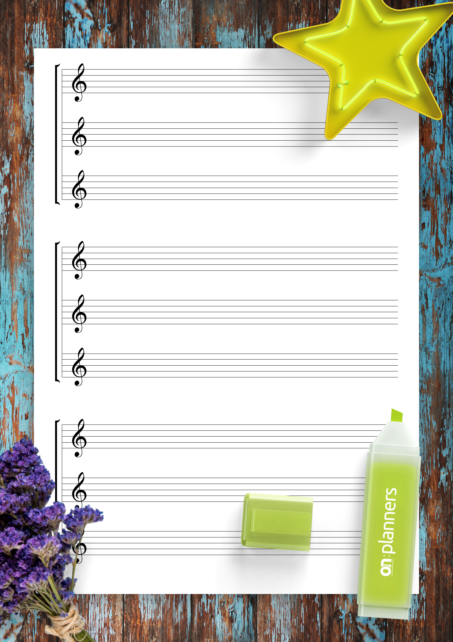 Download SSA Choir Staff Template – Soprano I, II, Alto (Printable Sheet)