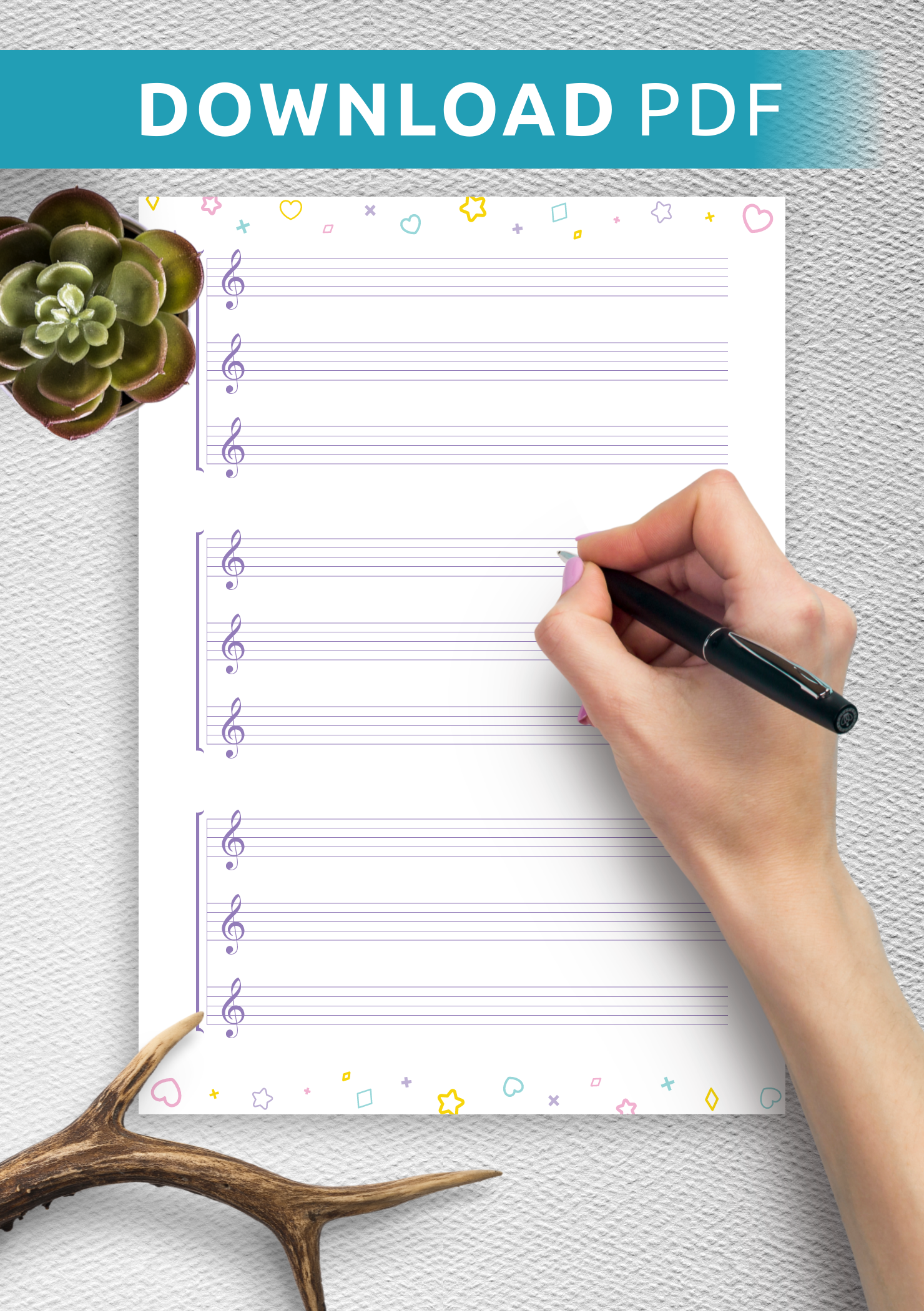 Download SSA Choir Staff Template – Soprano I, II, Alto (Printable Sheet)