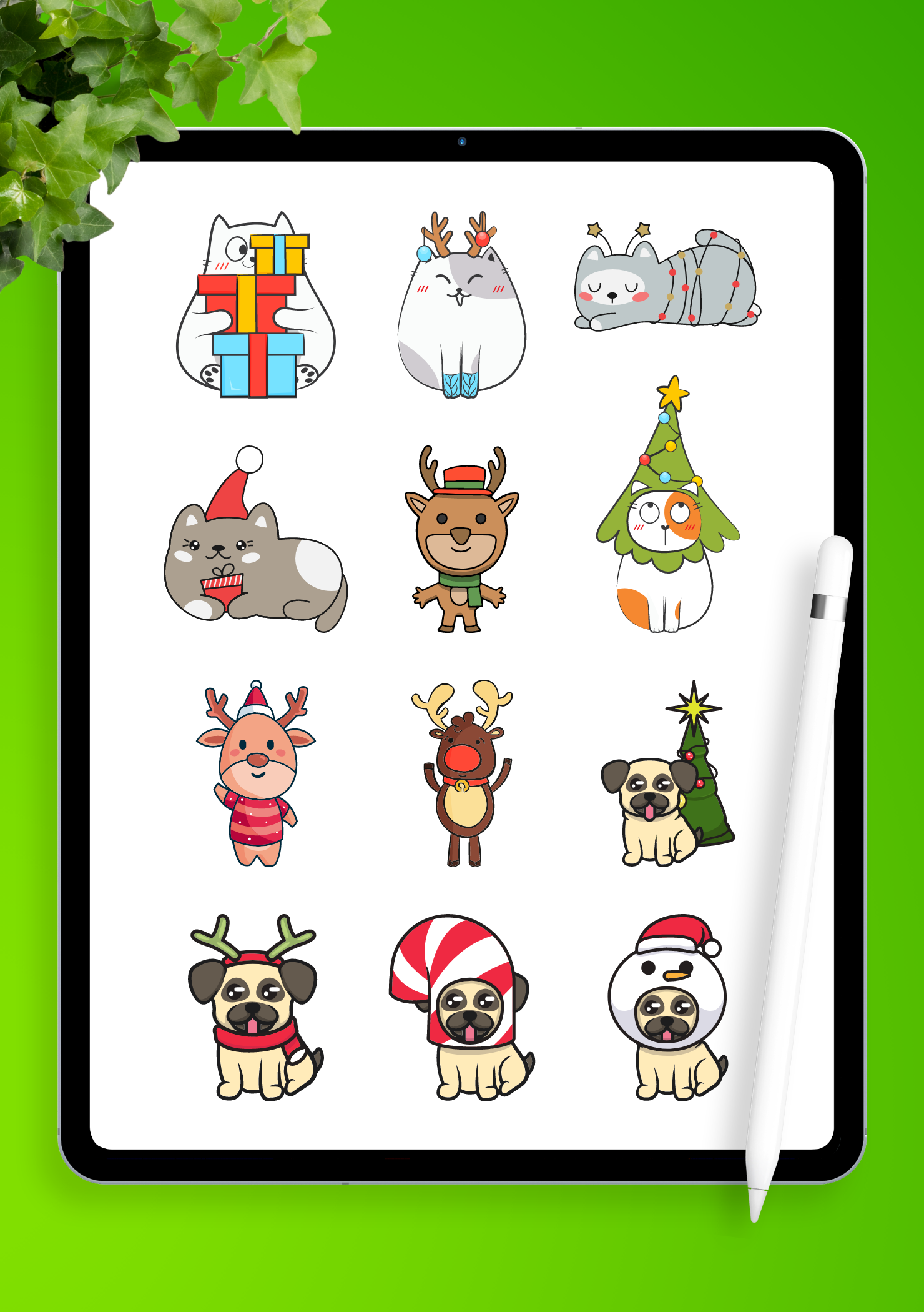 Christmas Animals Stickers part 1