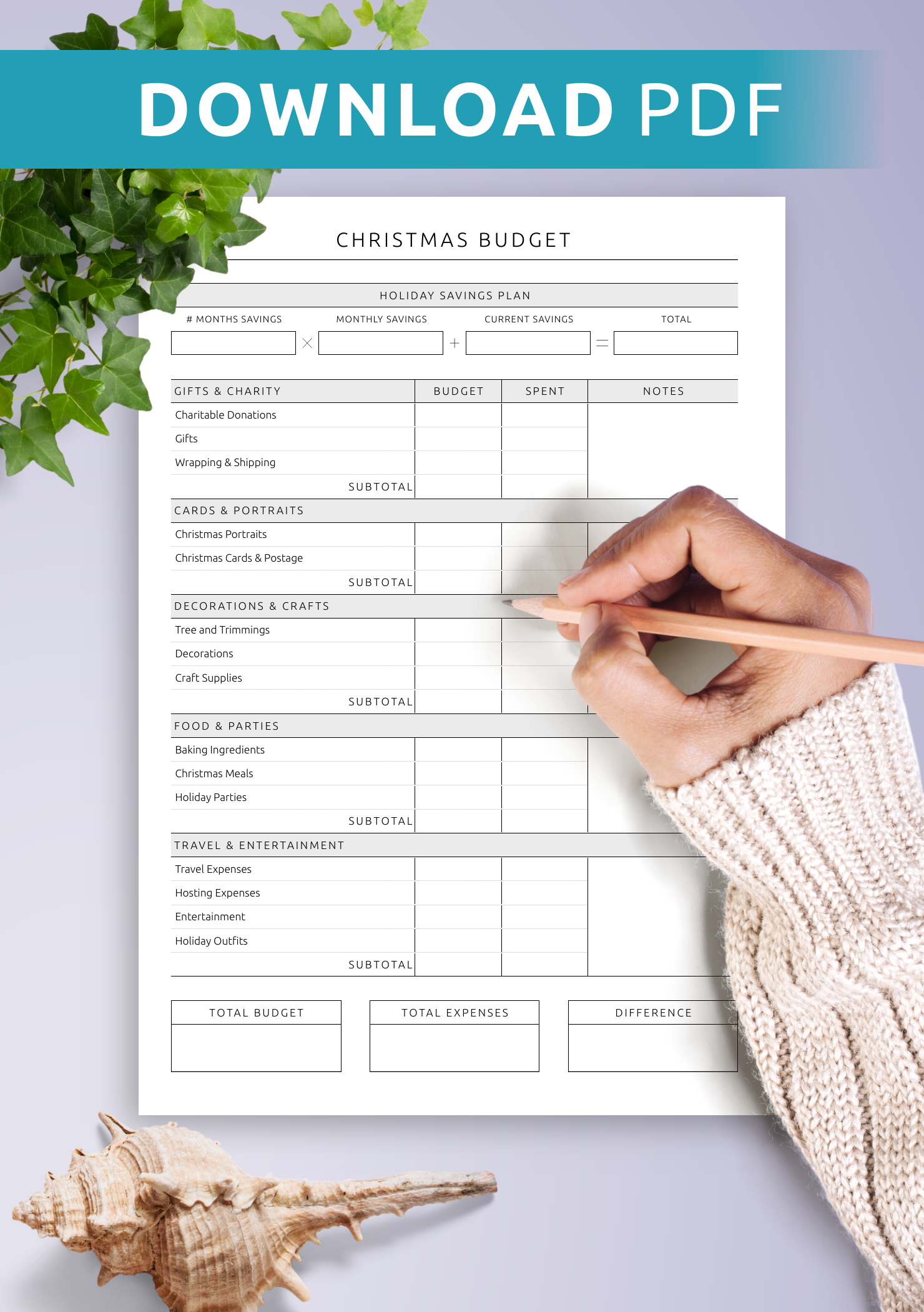 Download Printable Christmas Budget - Original Style PDF