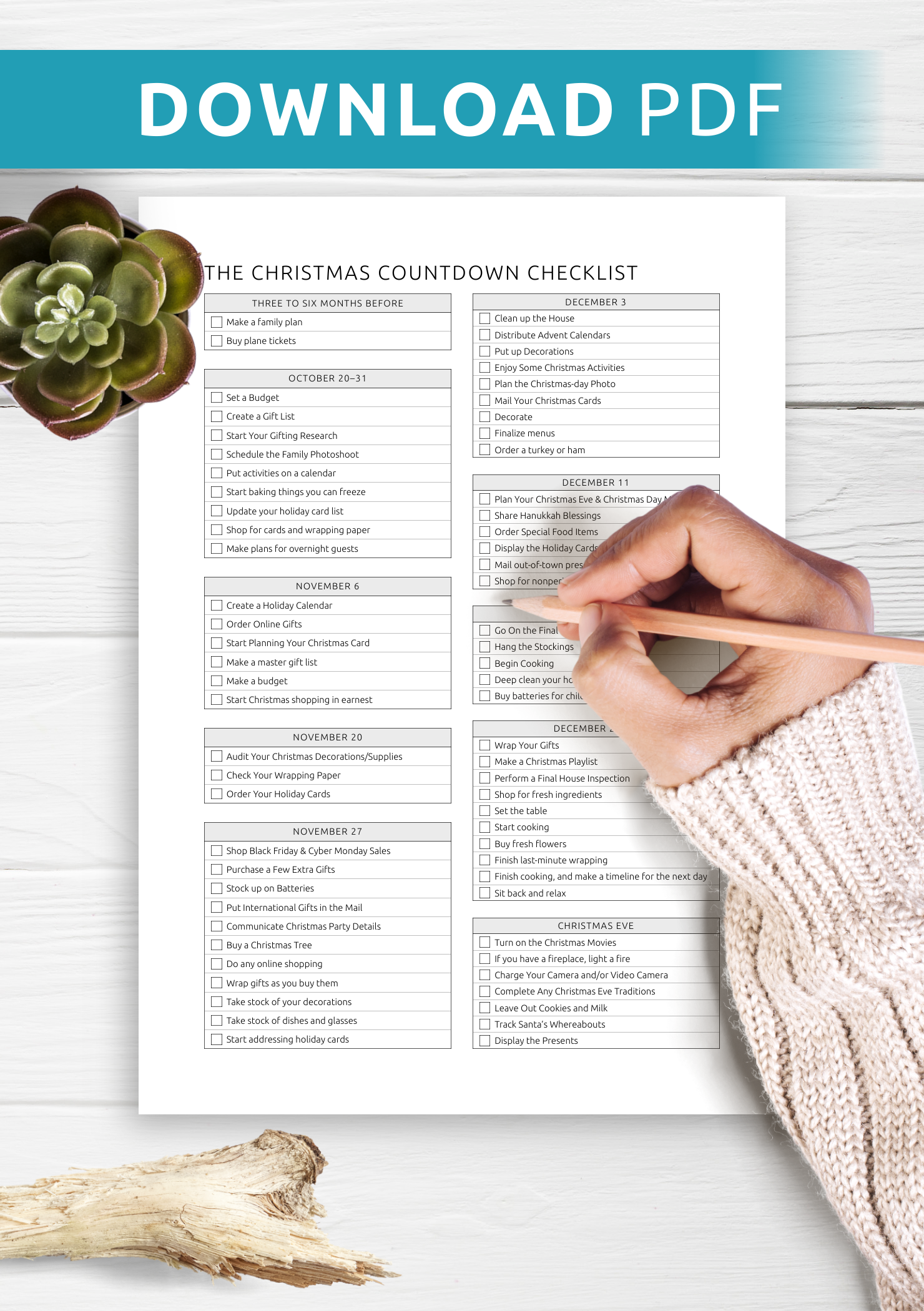 Download Printable The Christmas Countdown Checklist PDF