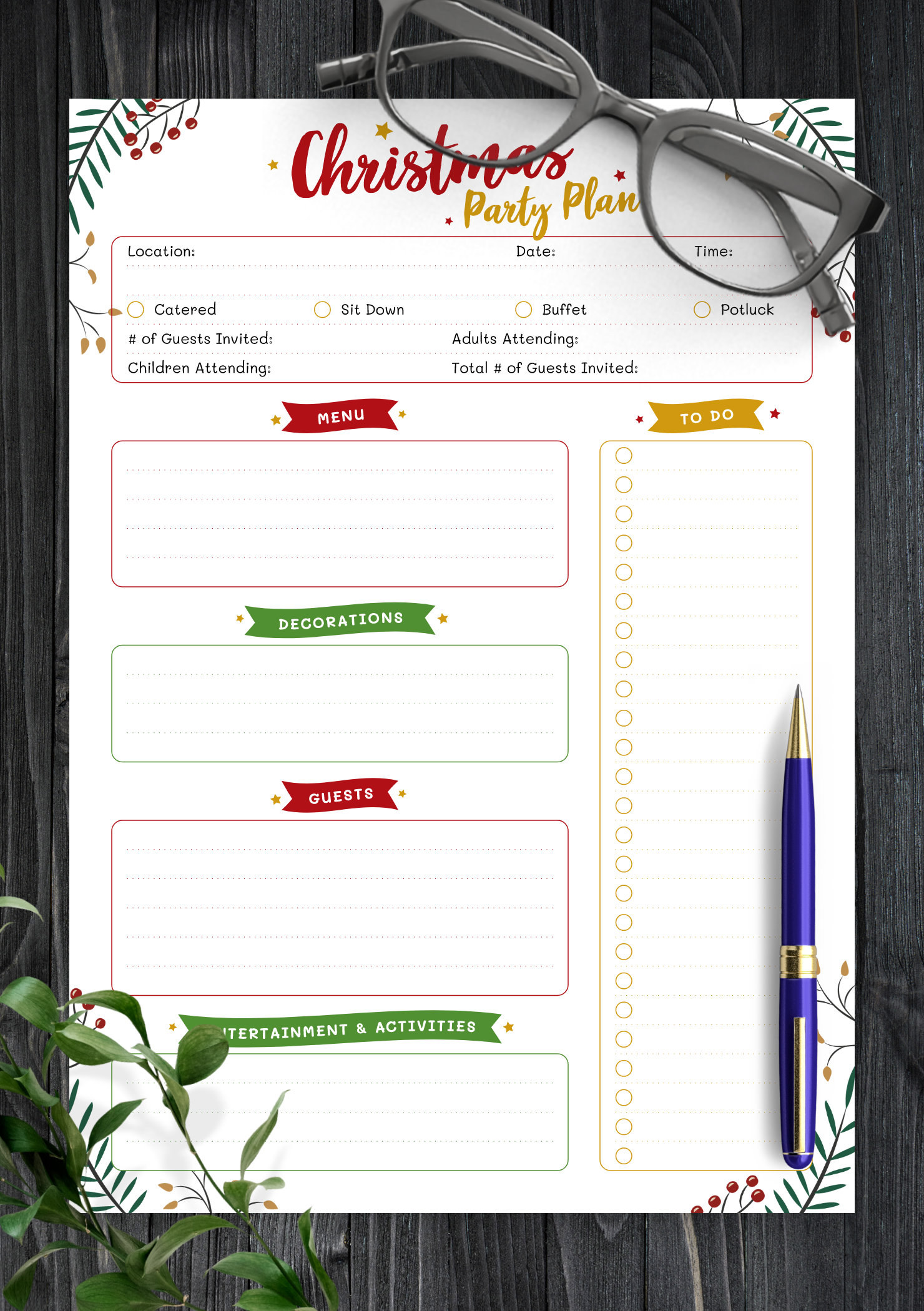 Download Printable Christmas Party Plan PDF