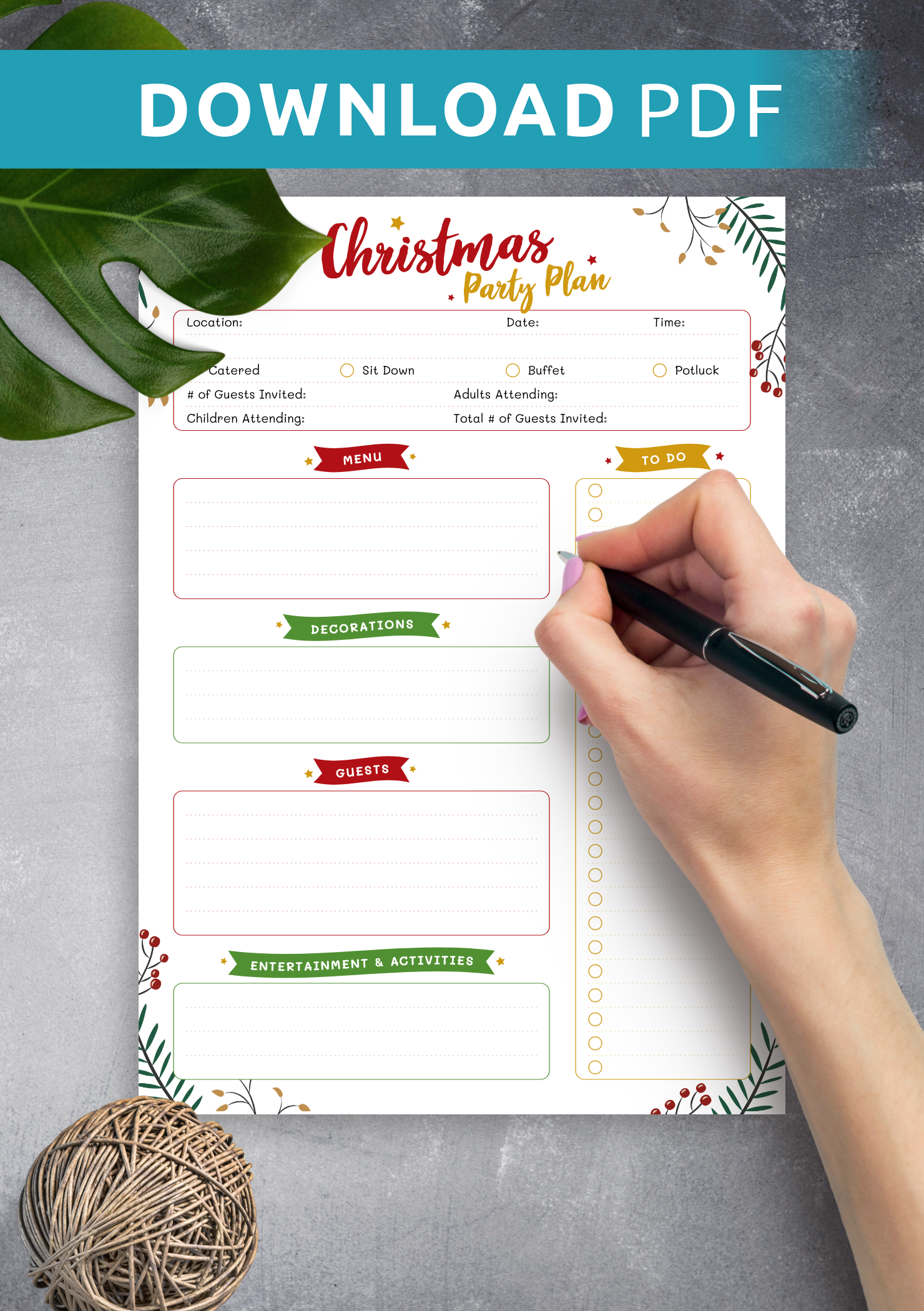 Download Printable Christmas Party Plan PDF