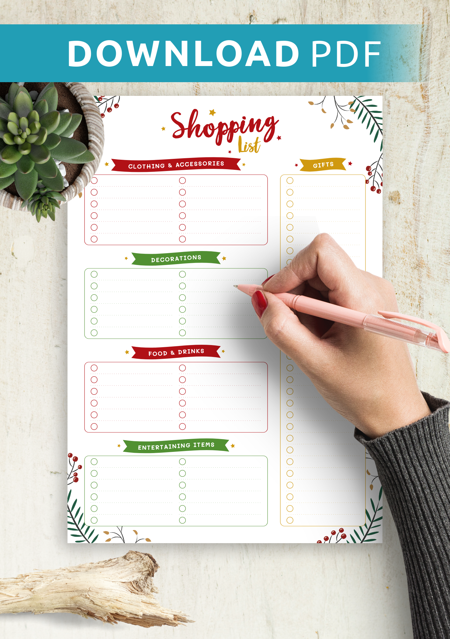 Download Printable Christmas Style - Shopping List PDF
